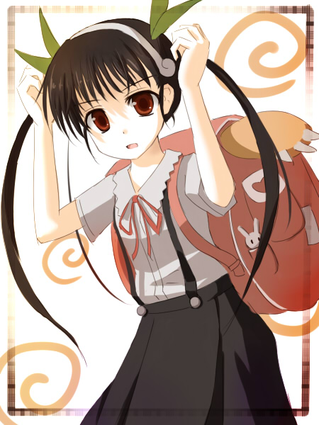 The Big ImageBoard (TBIB) - 1girl backpack bag bakemonogatari black ...