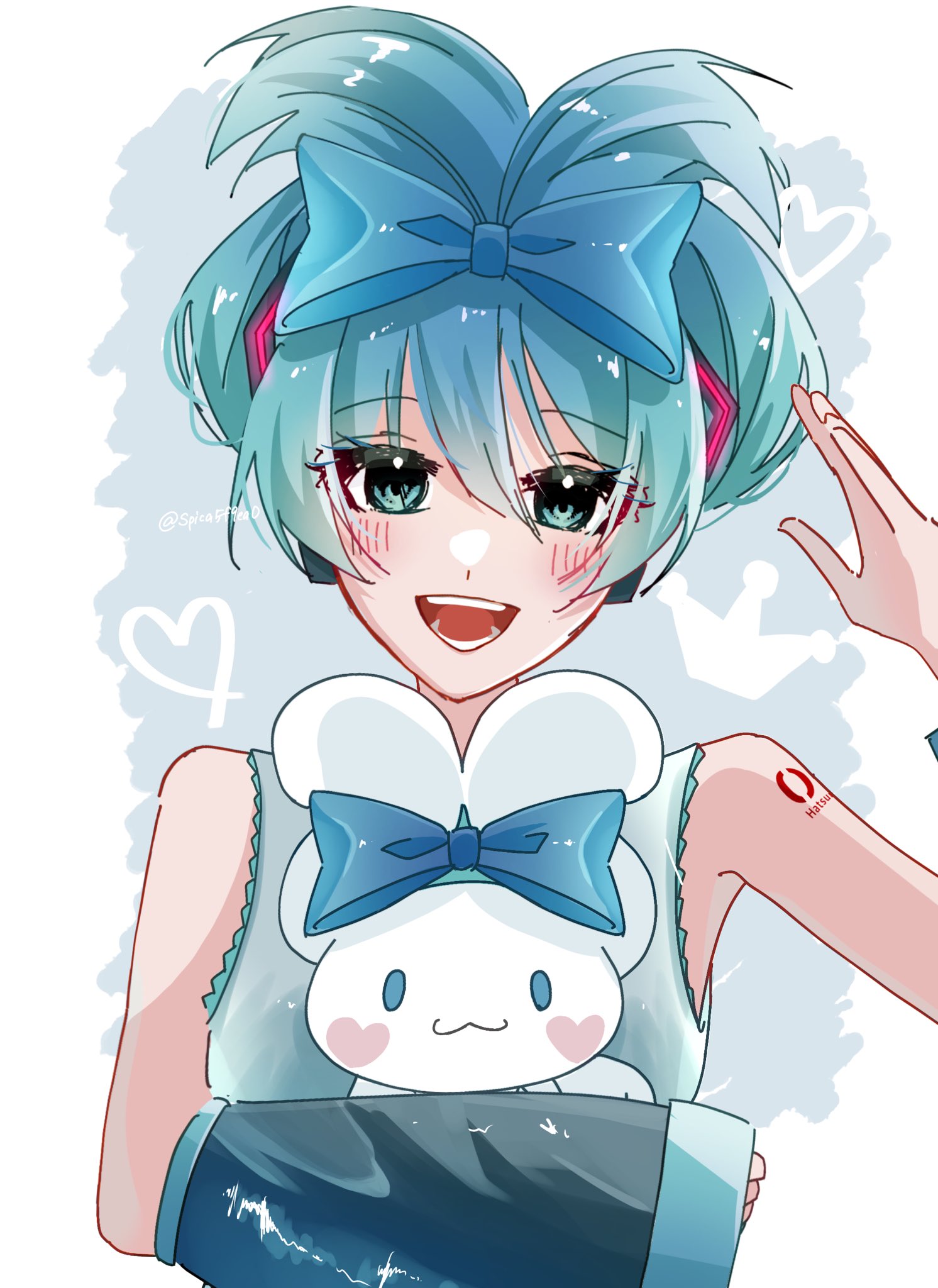 The Big ImageBoard (TBIB) - 1girl aqua eyes aqua hair bare shoulders blue bow blush bow ...