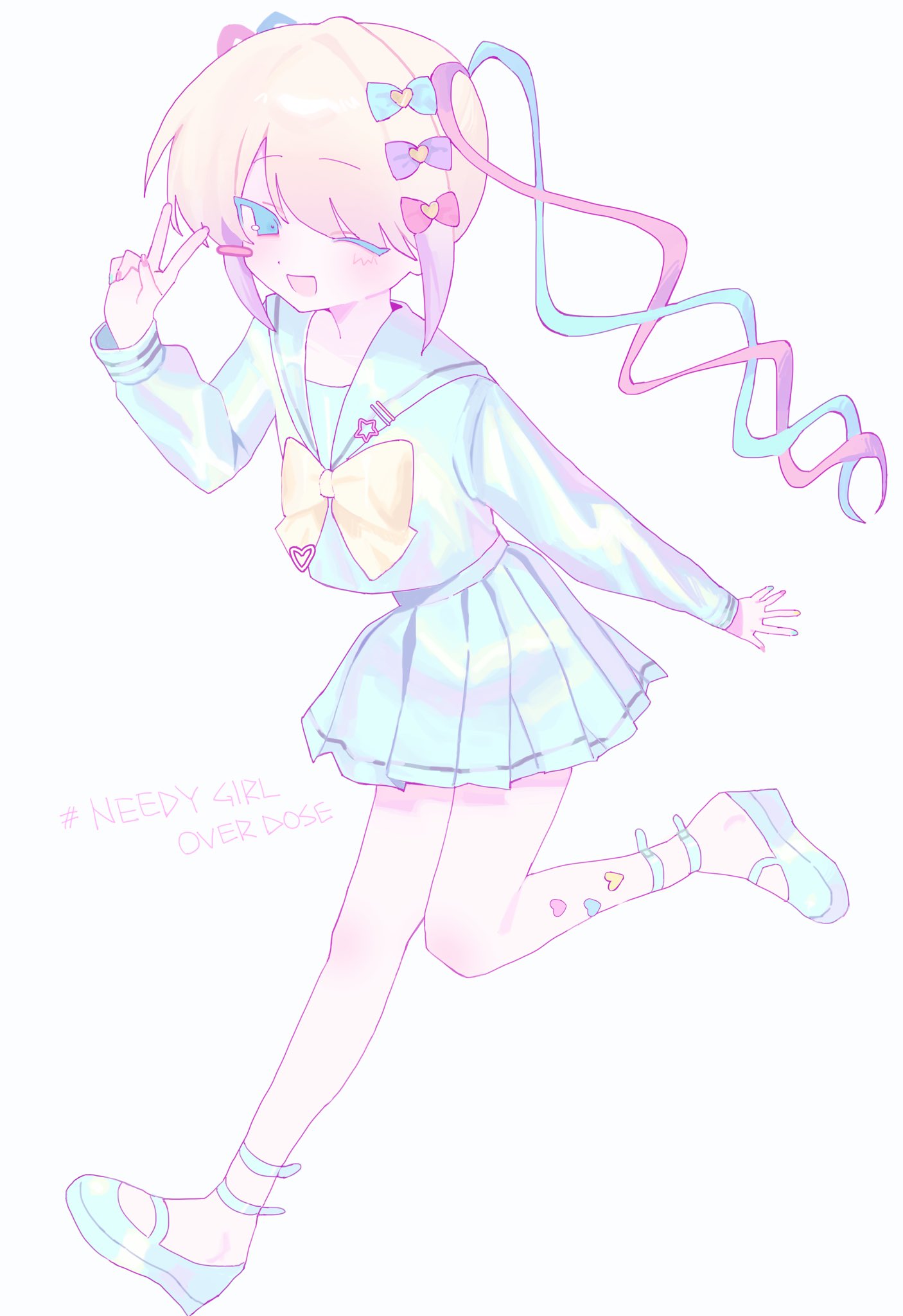 The Big ImageBoard (TBIB) - 1girl blonde hair blue bow blue eyes blue footwear blue hair blue ...