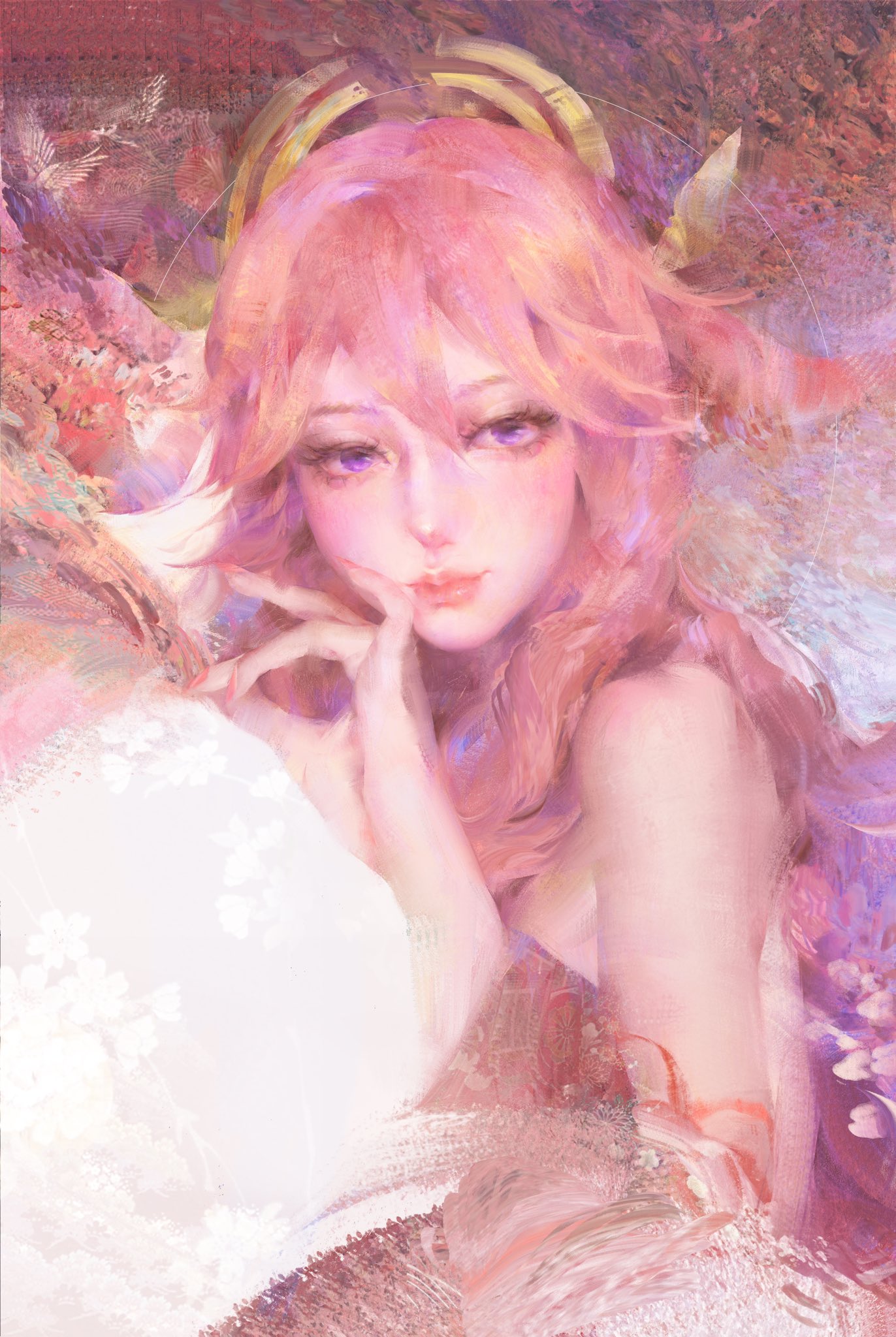 The Big ImageBoard (TBIB) - 1girl abstract animal ears bare arms bestdaimt fox ears fox shadow ...