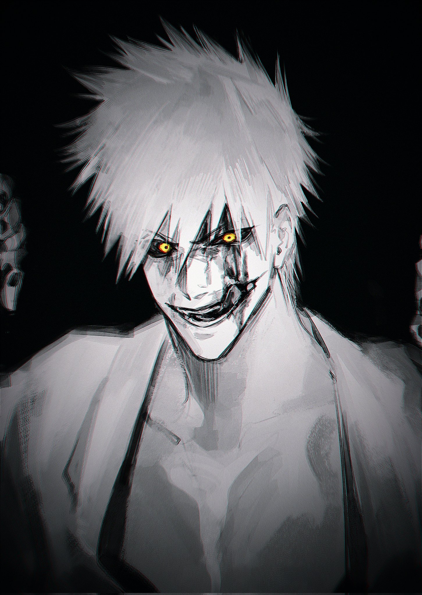 The Big ImageBoard (TBIB) - 1boy black background black blood black ...