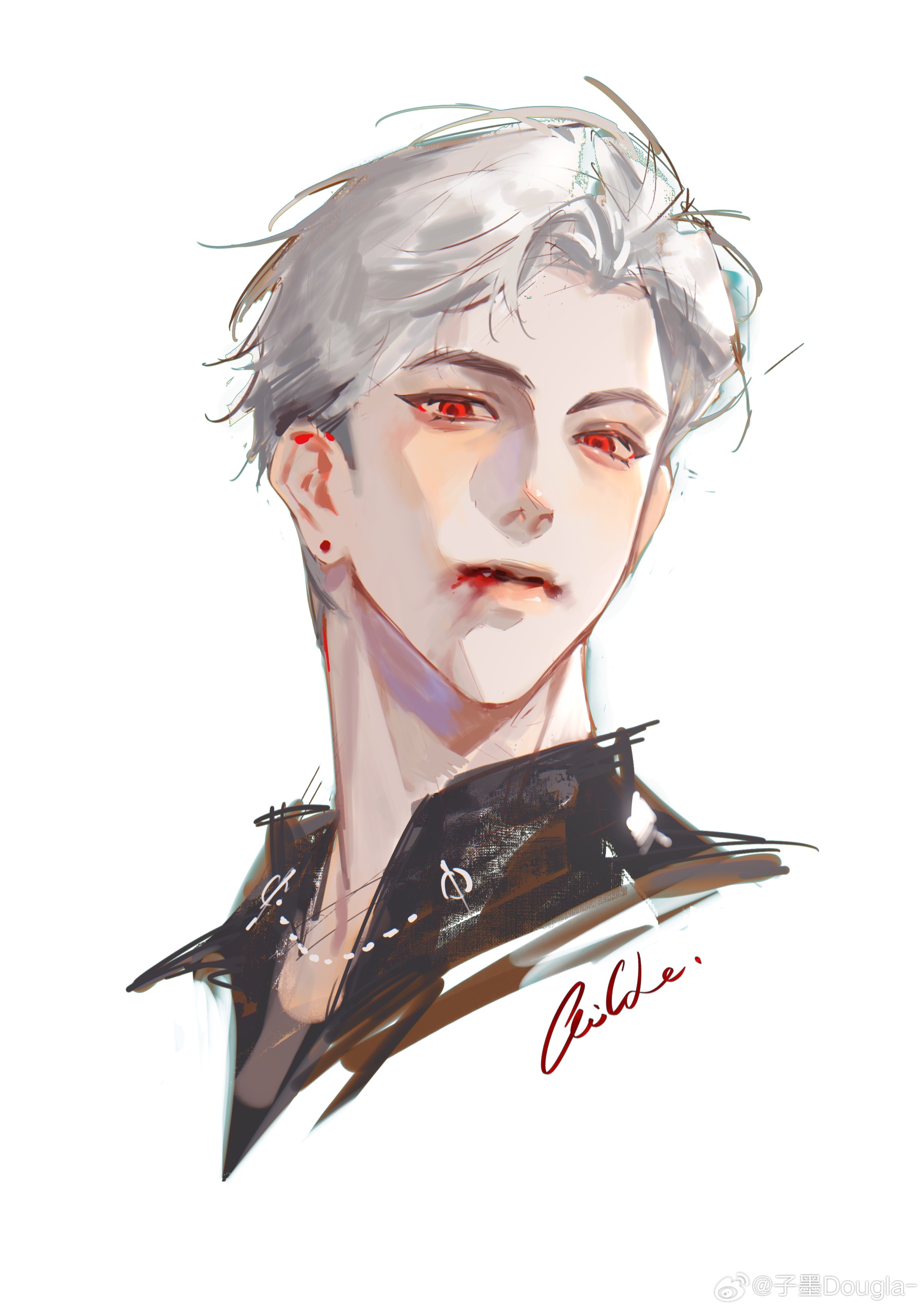 The Big ImageBoard (TBIB) - 1boy absurdres black shirt blood blood from mouth blood on face ...