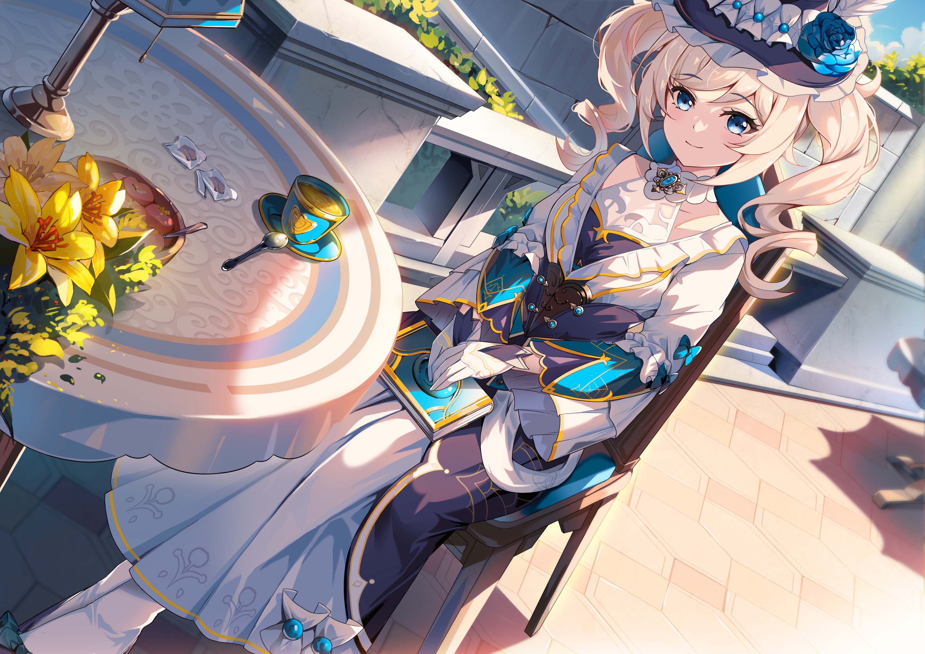 The Big ImageBoard (TBIB) - 1girl absurdres alternate costume aqua bow barbara (genshin impact ...