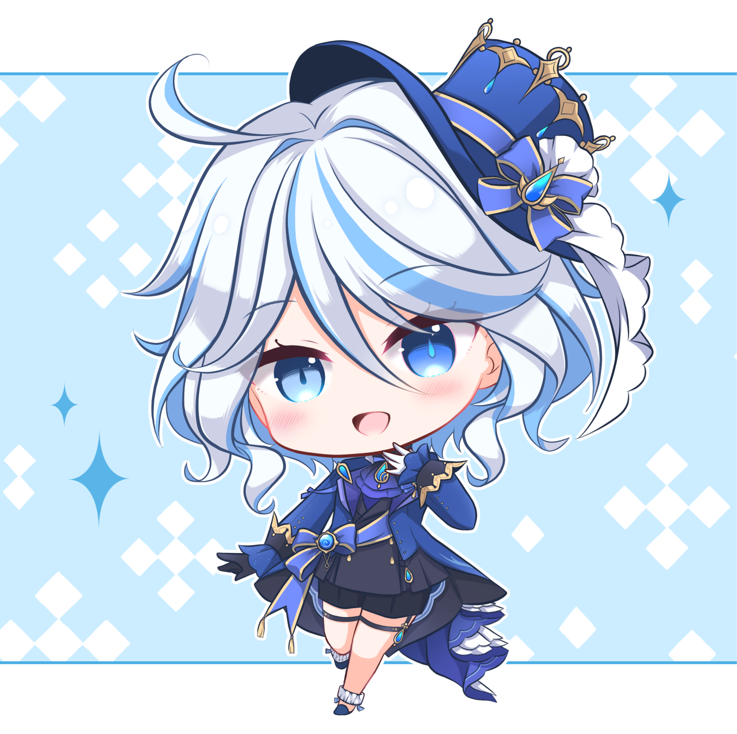 The Big ImageBoard (TBIB) - 1girl ahoge blue eyes blue hair blue hat chibi comiket 103 ...