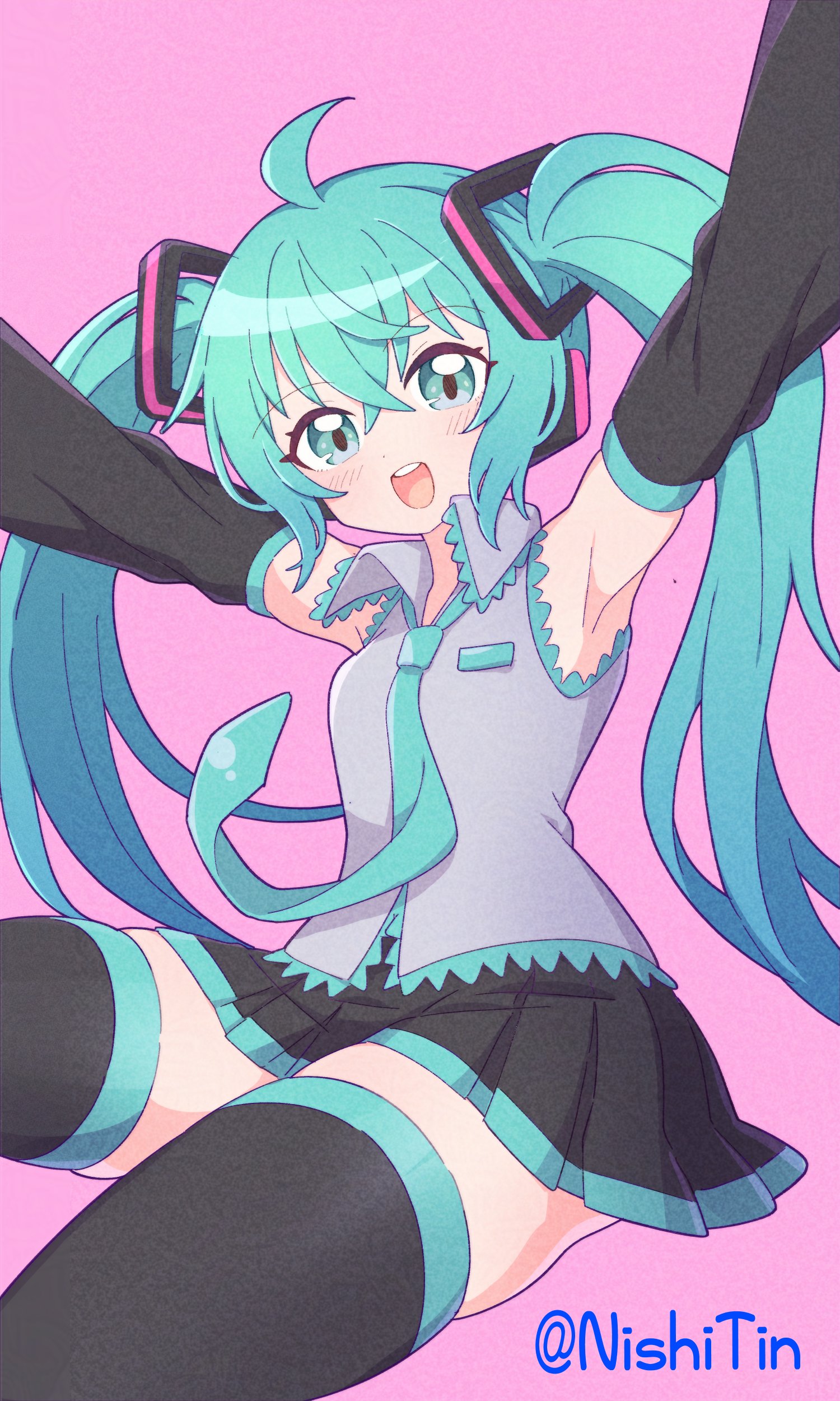 The Big ImageBoard (TBIB) - 1girl absurdres aqua eyes aqua hair artist name bare shoulders blue ...