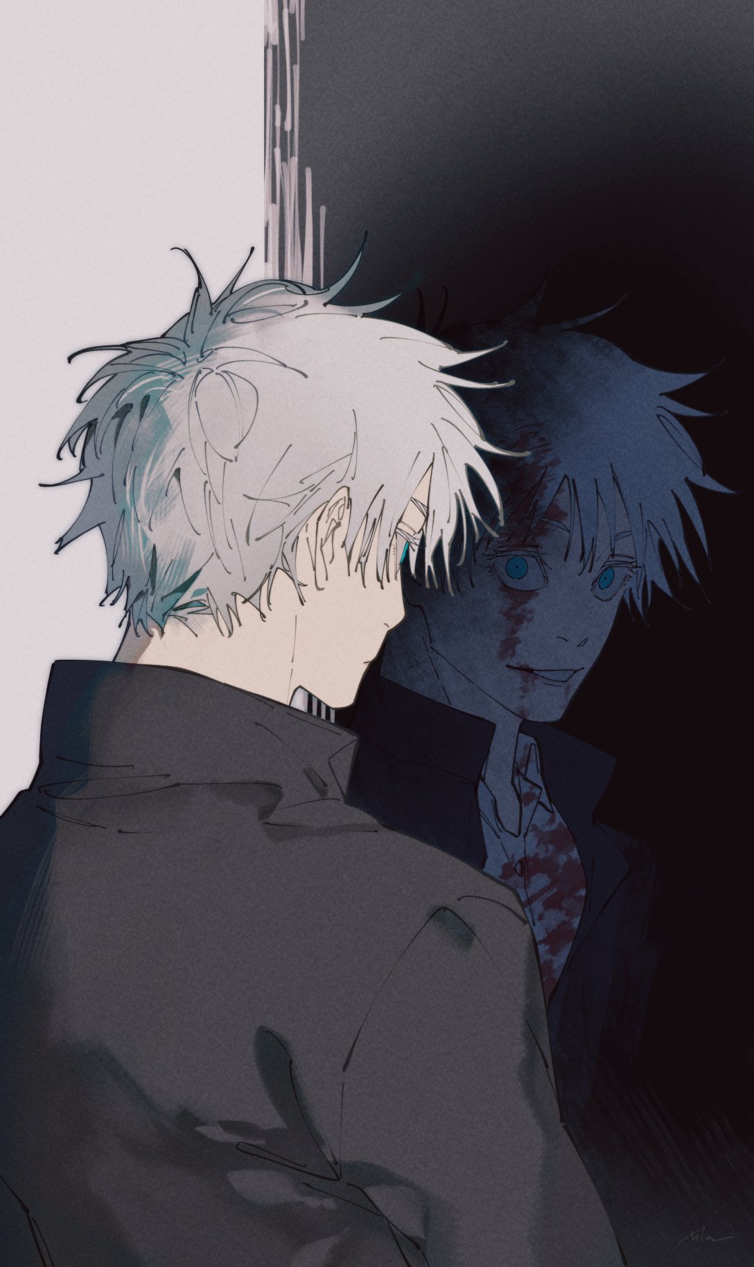 The Big ImageBoard (TBIB) - 1boy black jacket blood blood in hair blood on clothes blood on face ...