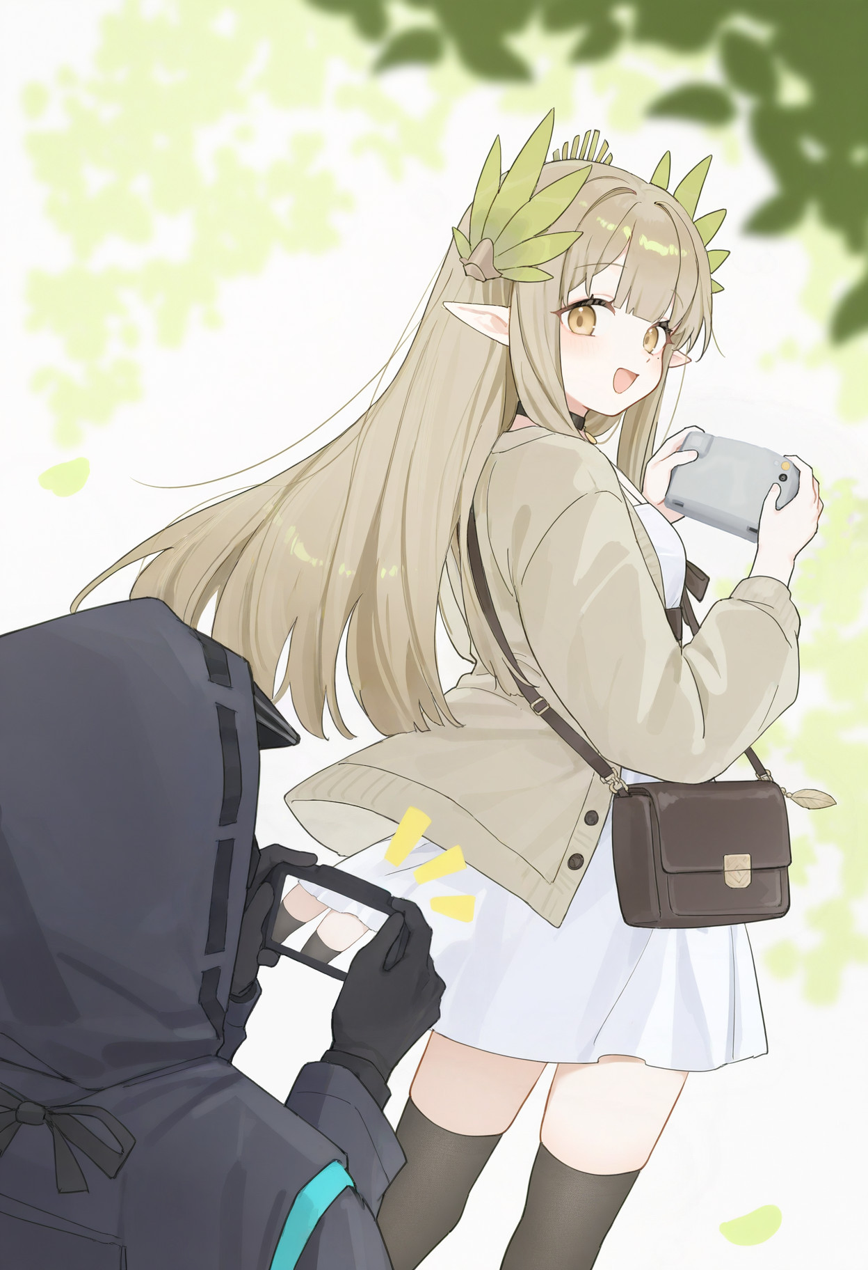 The Big ImageBoard (TBIB) - 1girl 1other arknights bag black jacket brown eyes brown hair brown ...