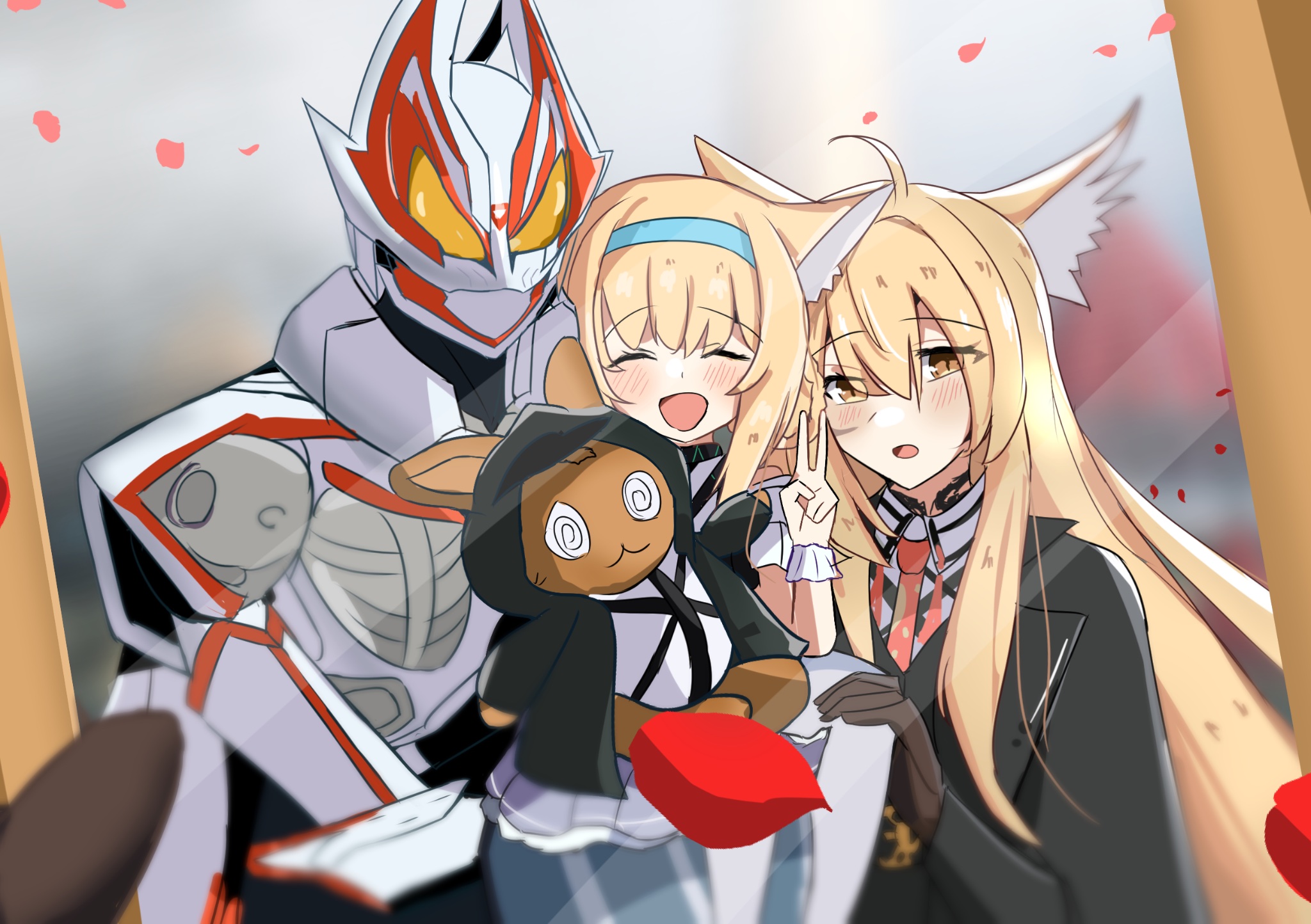 The Big ImageBoard (TBIB) - 1boy 2girls ahoge akabeko123 animal ear fluff animal ears arknights ...