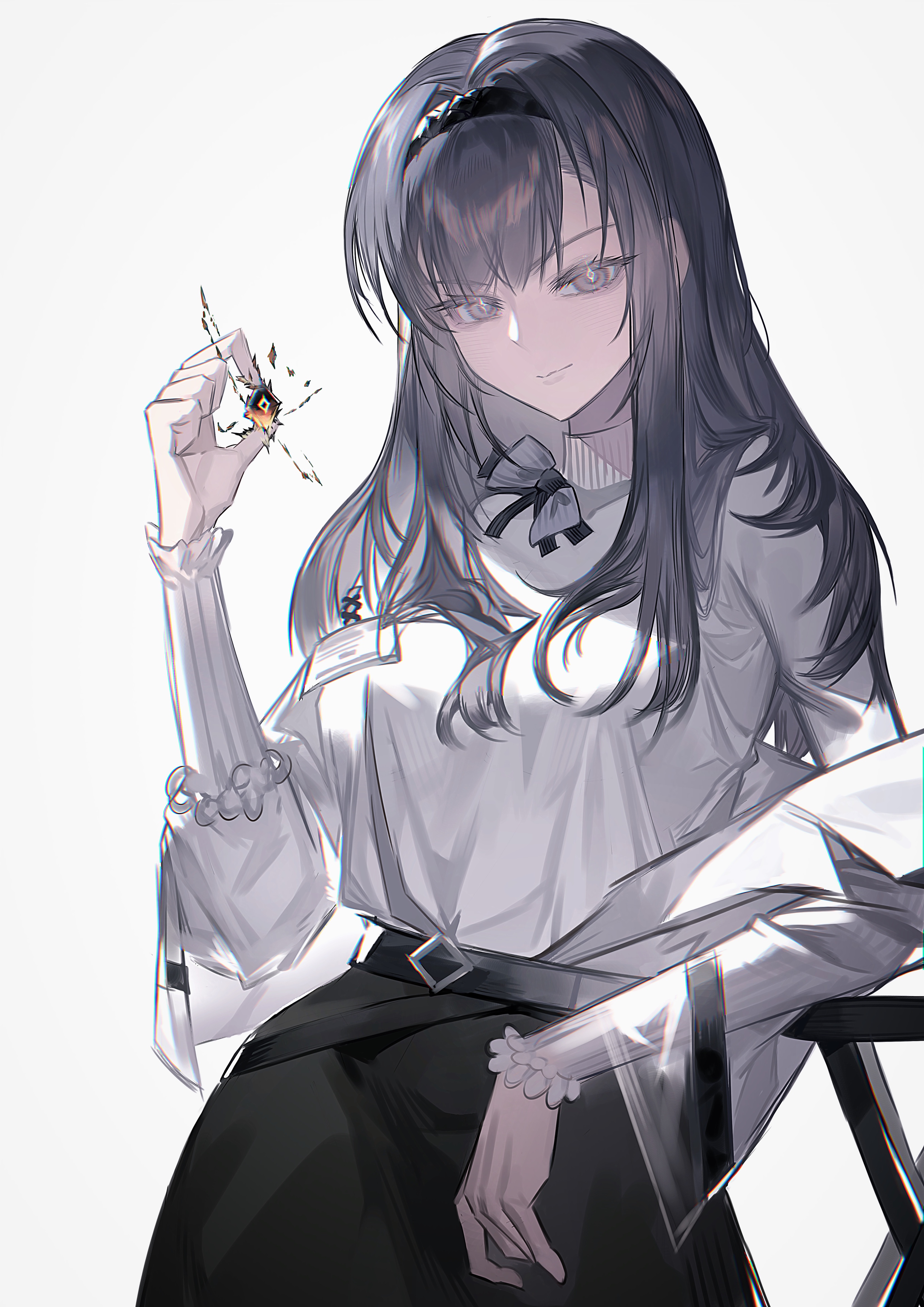 The Big ImageBoard (TBIB) - 1girl absurdres arknights badge belt black belt black bow black ...