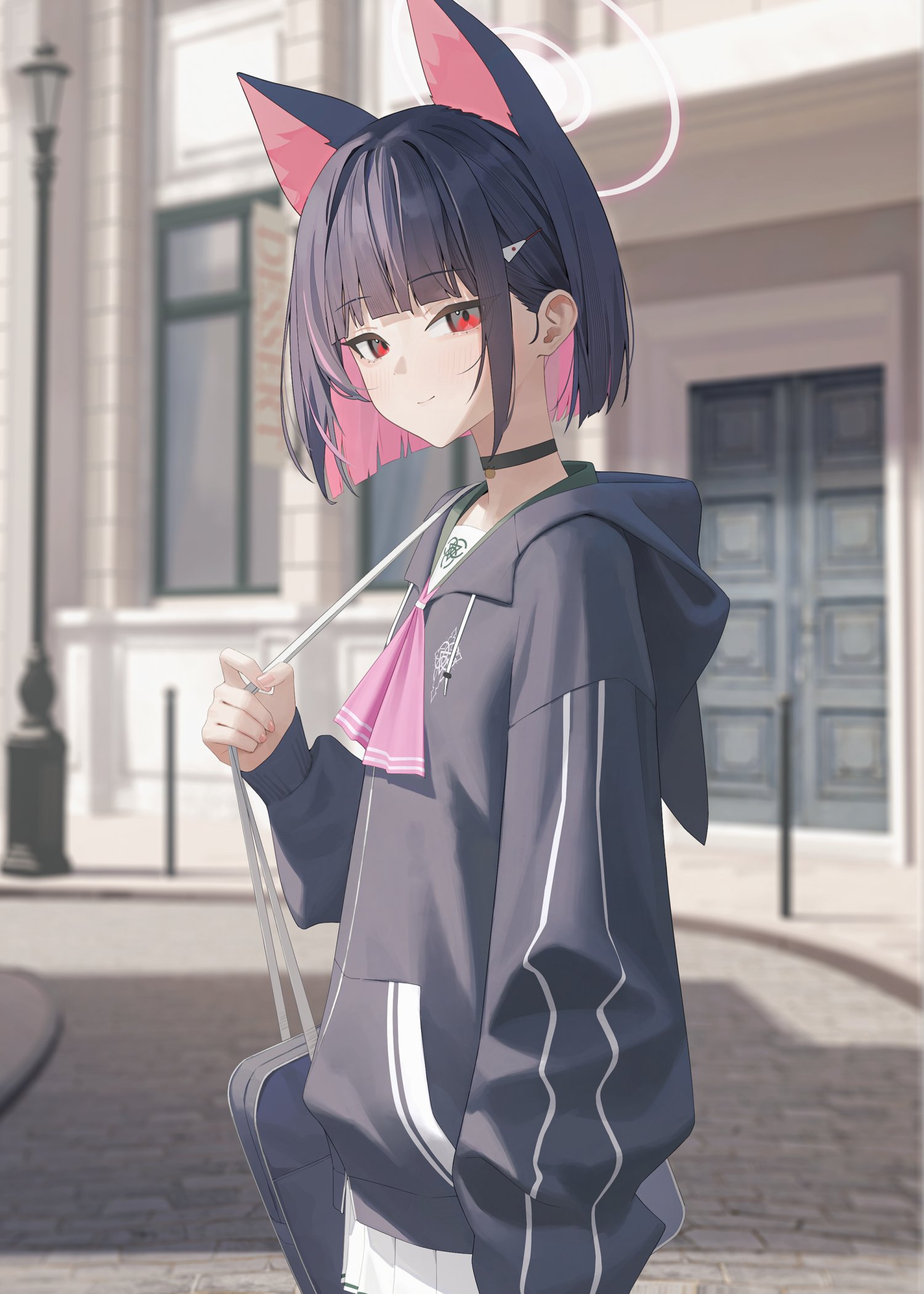 The Big ImageBoard (TBIB) - 1girl animal ears aya (lezon) bag black bag black choker black hair ...