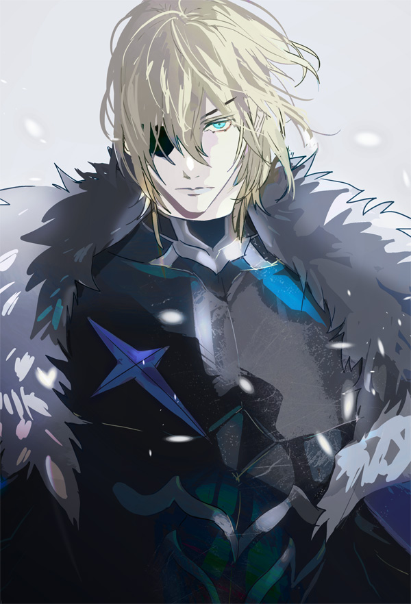 The Big ImageBoard (TBIB) - 1boy armor black armor black fur blonde hair blue eyes closed mouth ...