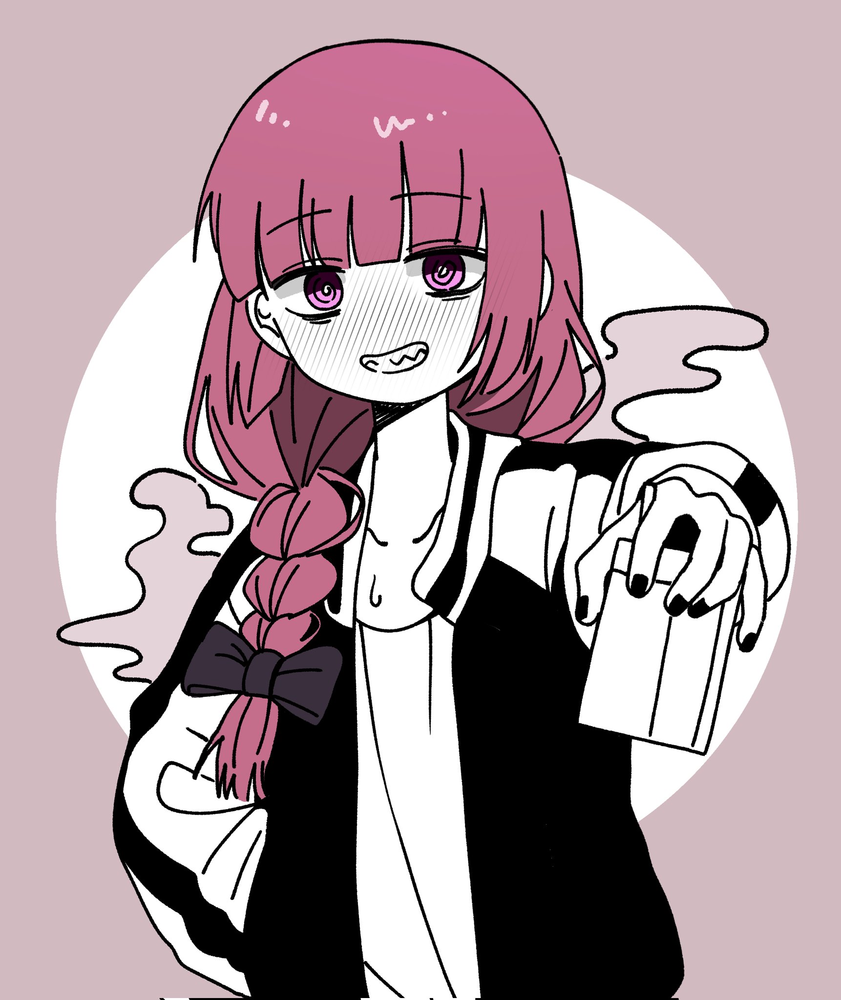 The Big ImageBoard (TBIB) - 1girl alcohol carton bags under eyes black nails blunt bangs blush ...