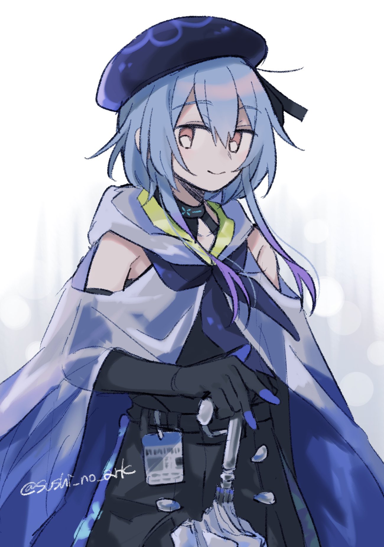 The Big ImageBoard (TBIB) - 1boy arknights bare shoulders beret black gloves black hat blue hair ...