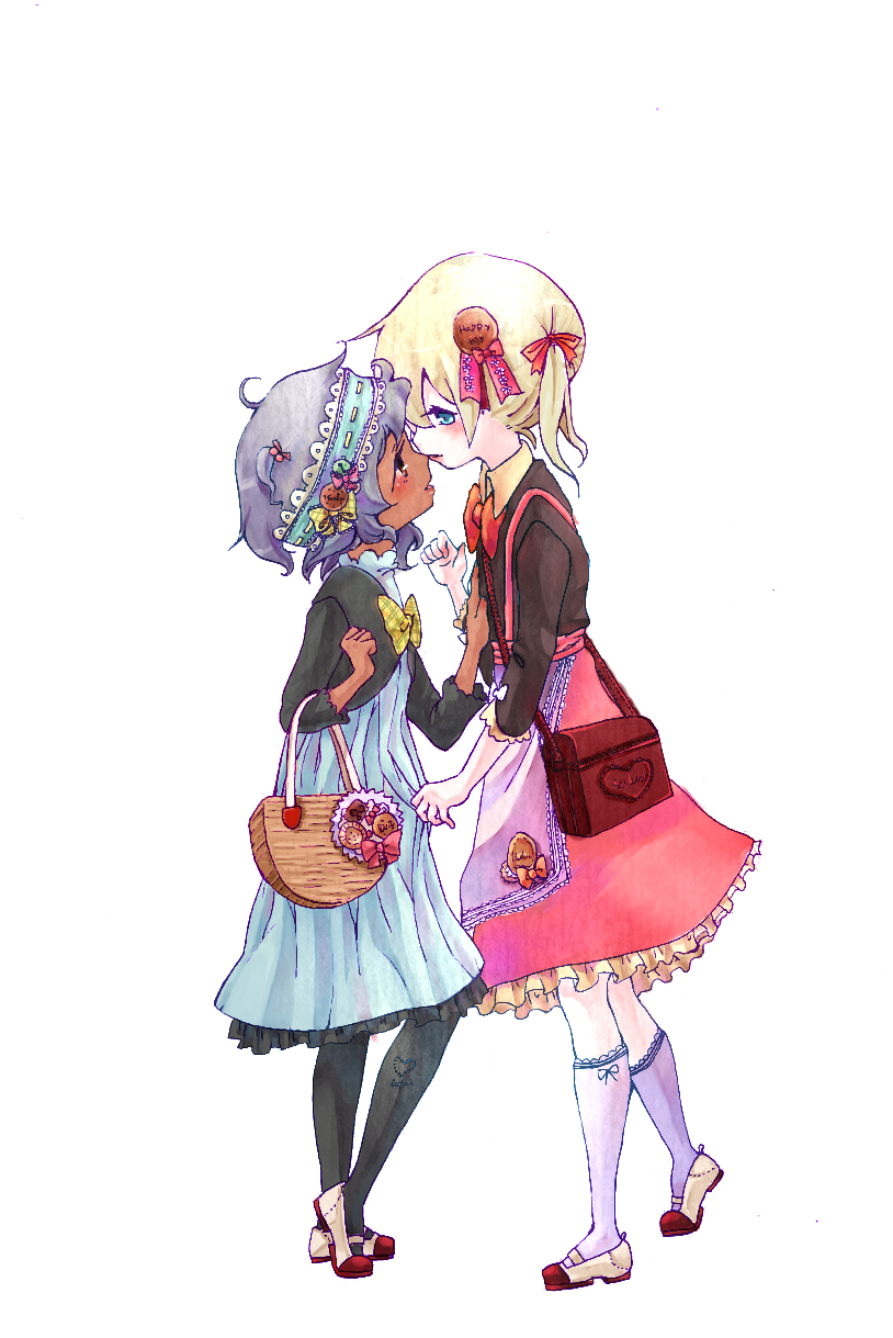 The Big Imageboard Tbib 2girls Ahoge Bag Blonde Hair Blue Eyes