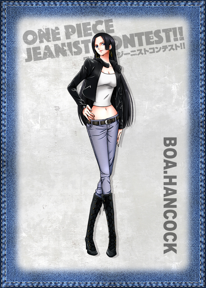 The Big ImageBoard (TBIB) - 1girl black hair blue jeans boa hancock boots breasts cleavage denim ...