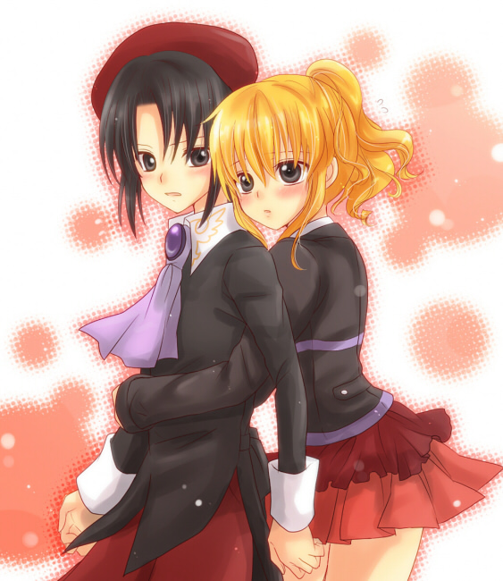 The Big ImageBoard (TBIB) - 1boy 1girl black hair blonde hair ...