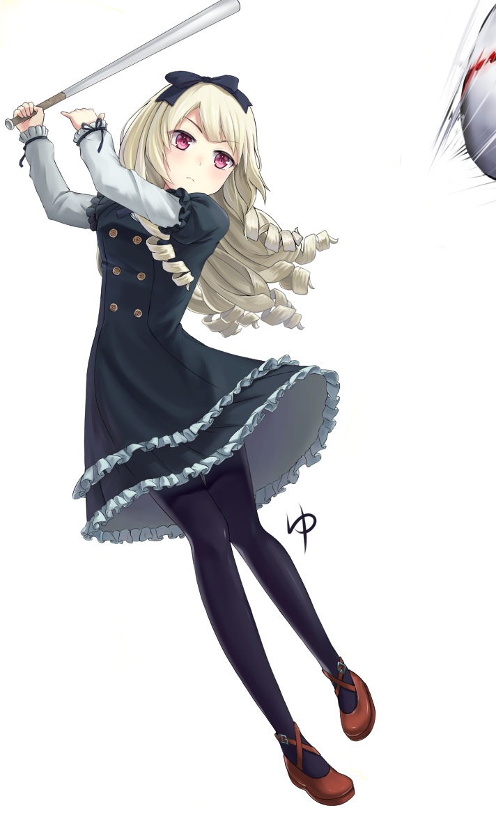 The Big ImageBoard (TBIB) - 1girl baseball baseball bat blonde hair bow dress drill hair gothic ...