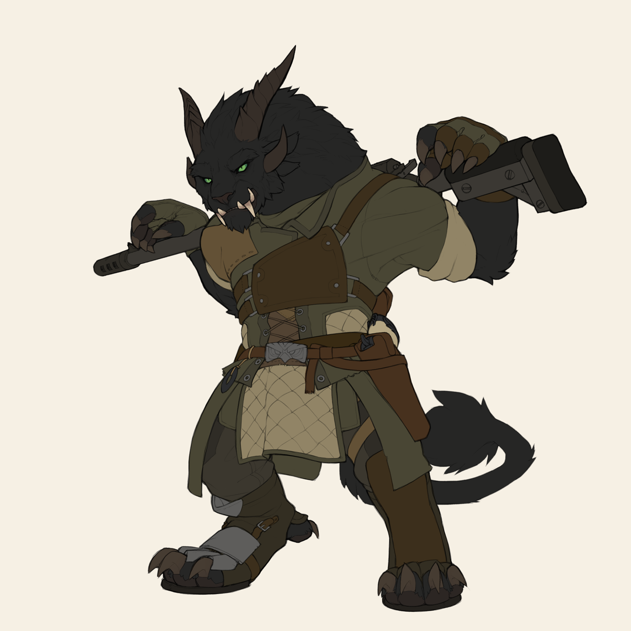The Big ImageBoard (TBIB) - 1:1 2015 anthro armor biped black body black fur charr claws clothed ...