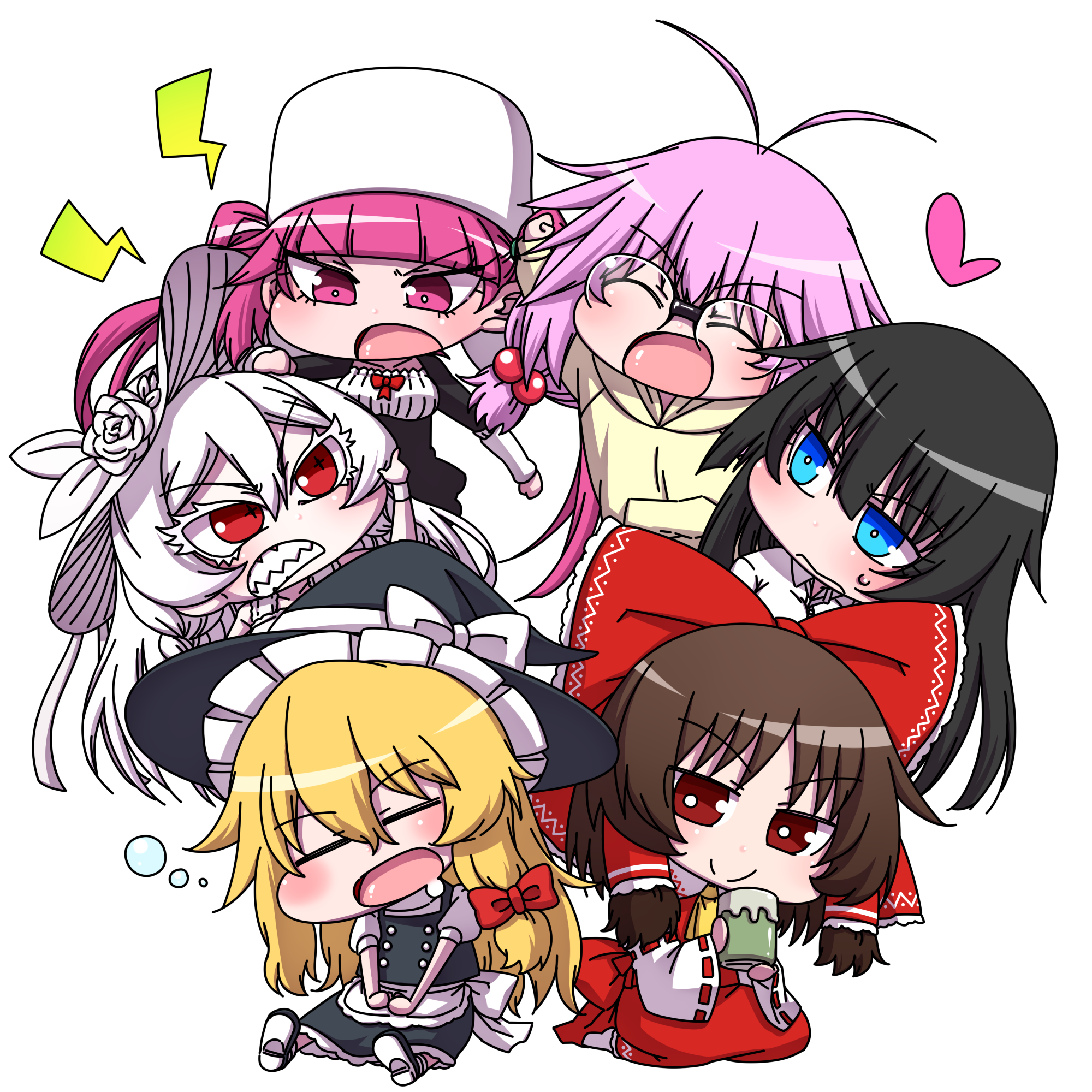 The Big Imageboard Tbib 6girls Angry Black Hair Bleach Blonde Hair