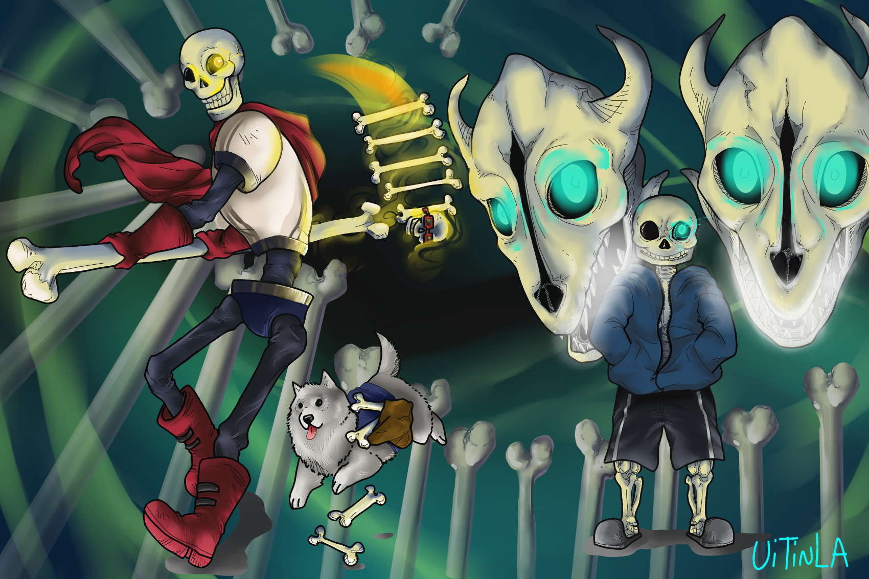 The Big ImageBoard (TBIB) - action pose animated skeleton blue eyes bone canid canine gaster ...