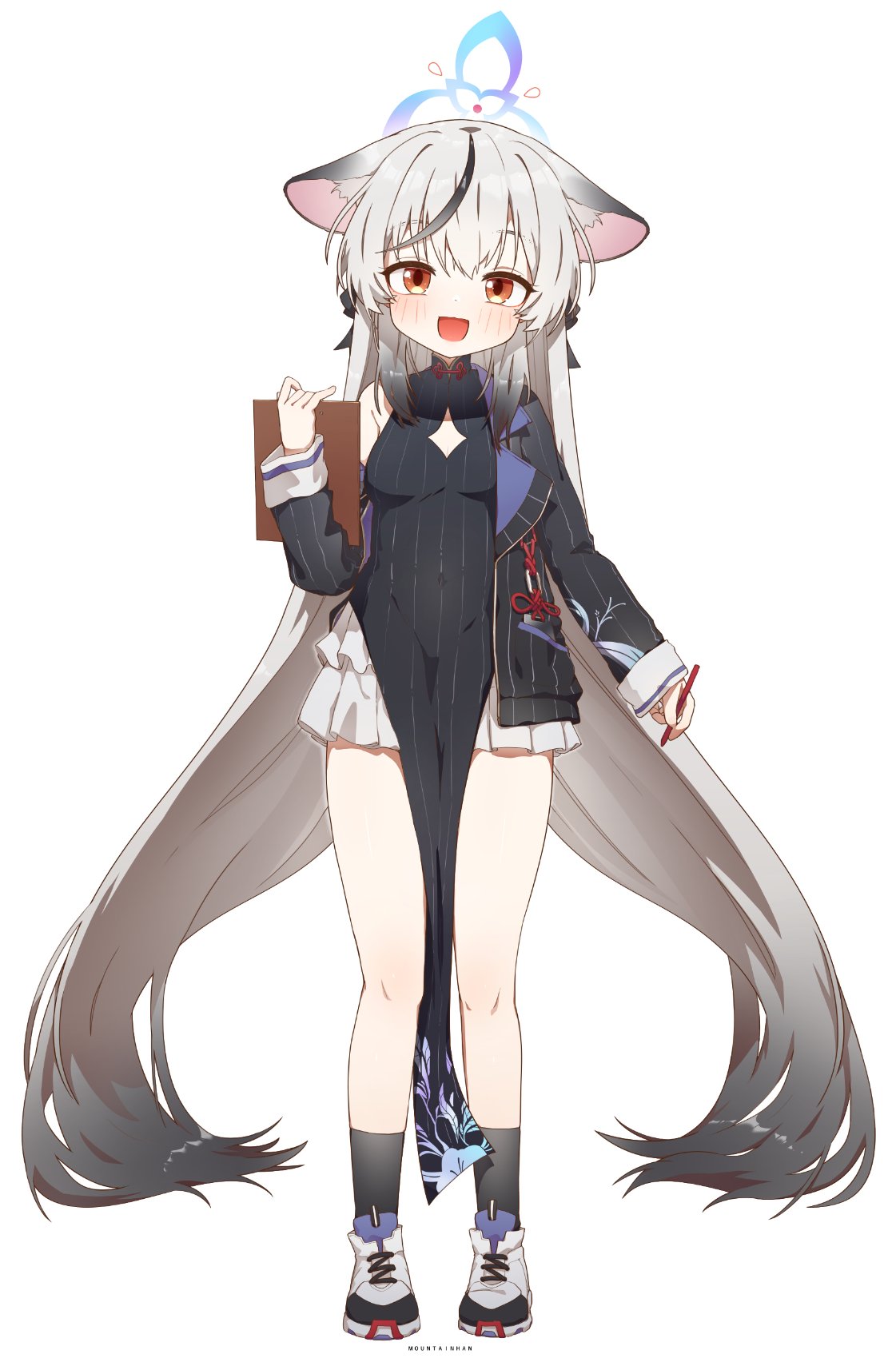 The Big ImageBoard (TBIB) - 1girl animal ears black dress black hair black jacket black socks ...