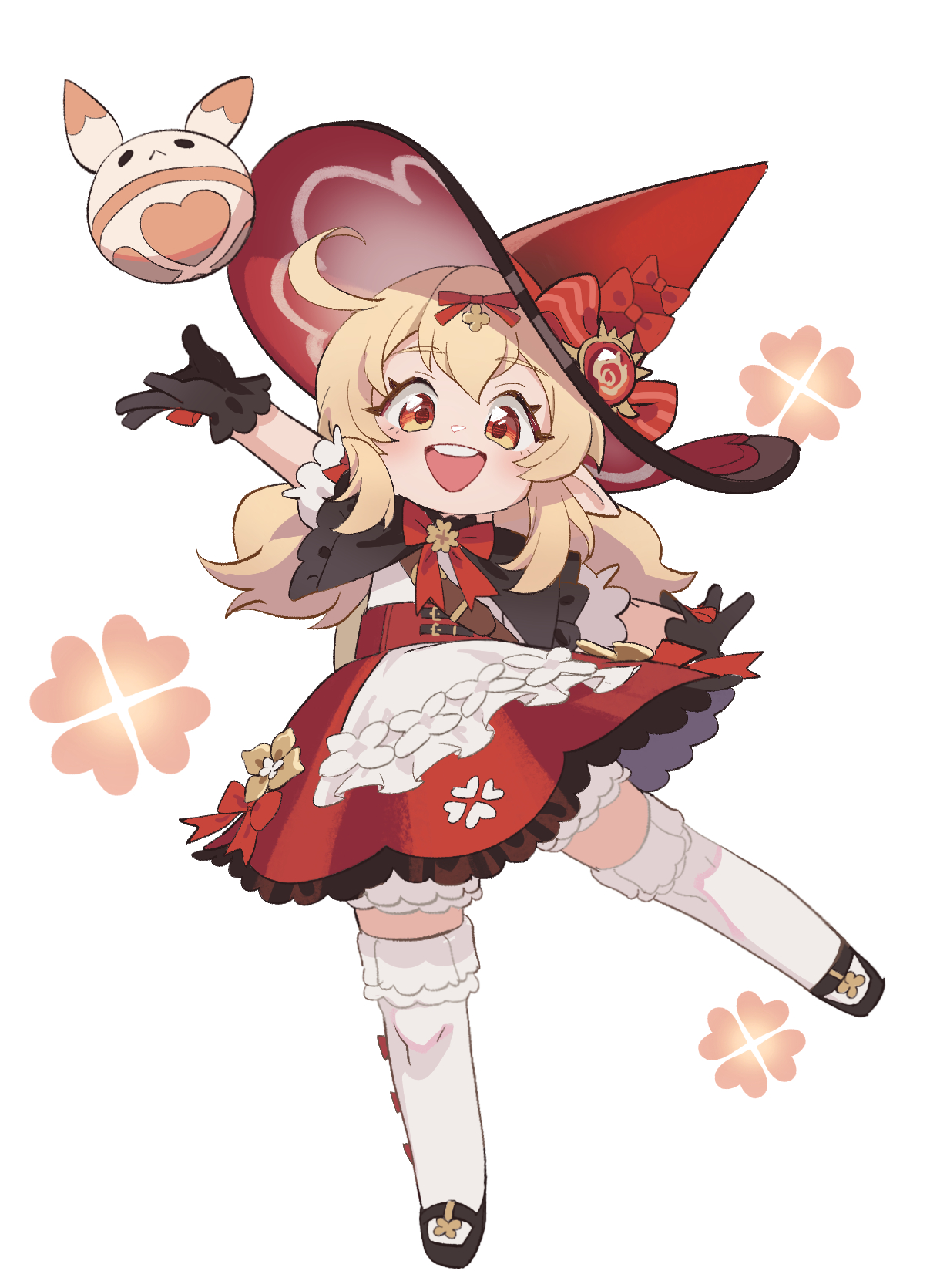 The Big ImageBoard (TBIB) - 1girl black gloves clover clover print ...