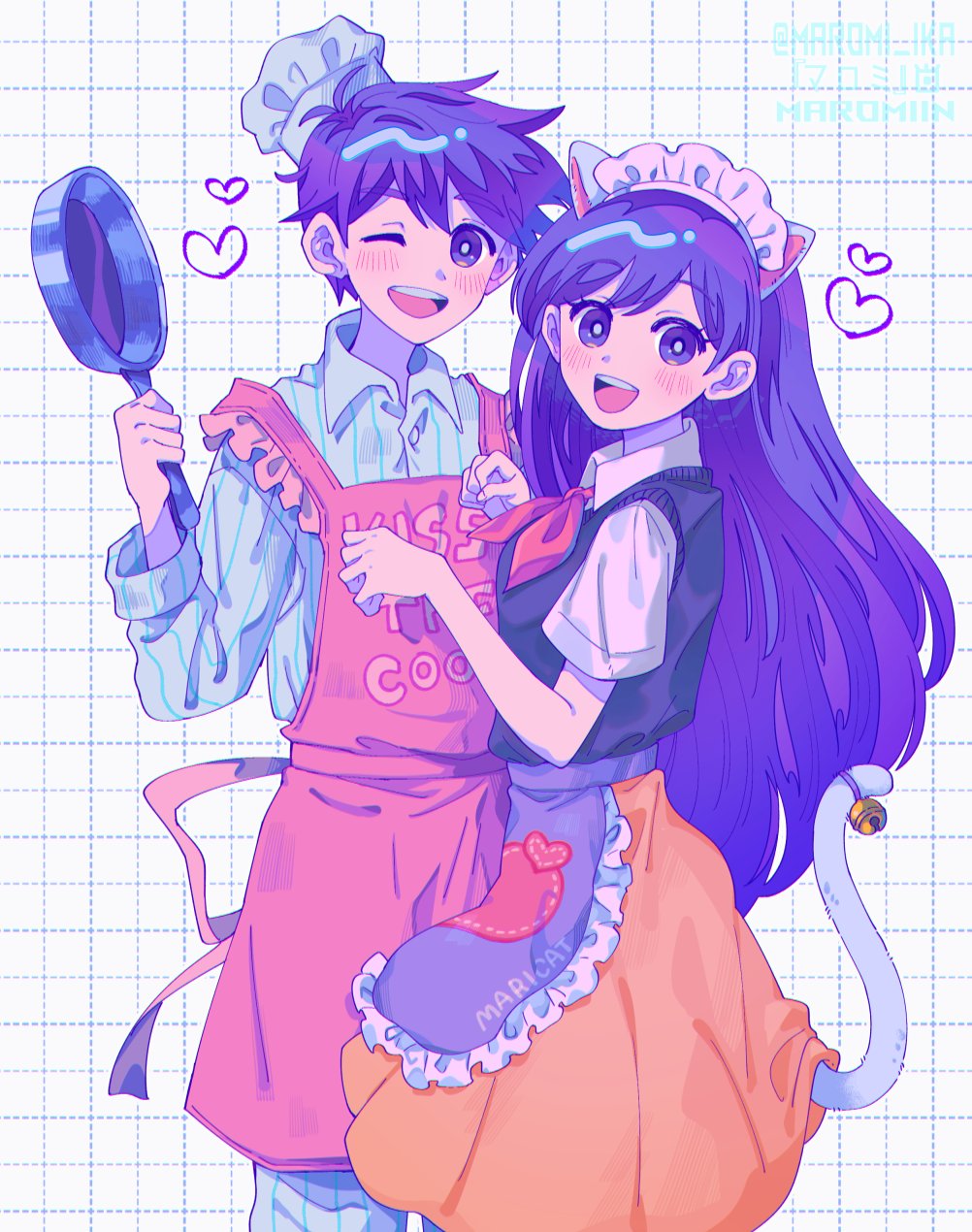 The Big ImageBoard (TBIB) - 1boy 1girl animal ears apron blush cat ears ...