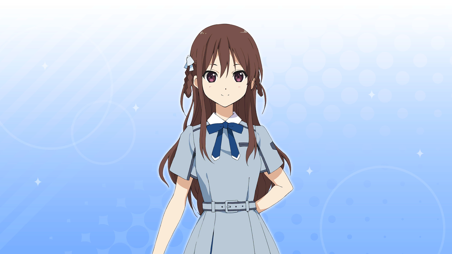 The Big ImageBoard (TBIB) - 1girl 22/7 22/7 ongaku no jikan arm behind back belt blue background ...