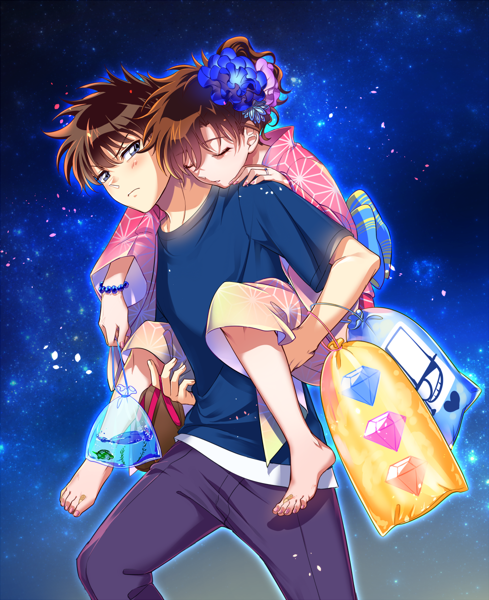 The Big ImageBoard (TBIB) - 1boy 1girl bag bagged fish bandaid bandaid on foot barefoot bead ...