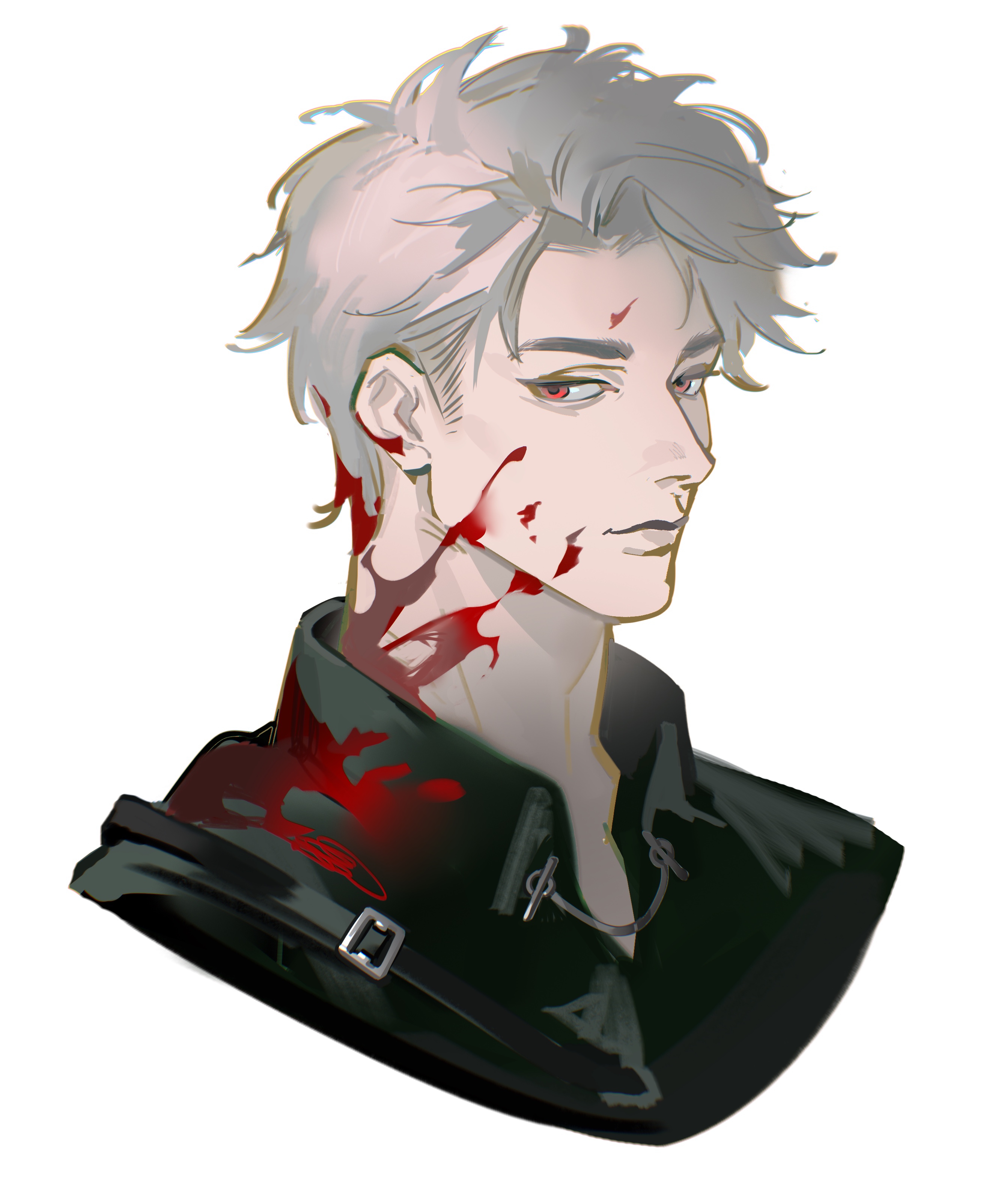 The Big ImageBoard (TBIB) - absurdres black shirt blood blood on clothes blood on face blood on ...