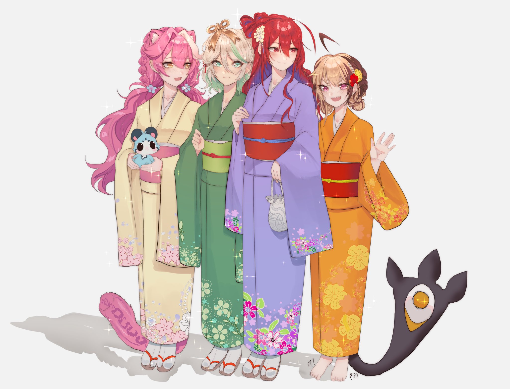 The Big ImageBoard (TBIB) - 0yamiiii 4girls ? ?? ahoge alternate costume alternate hairstyle ...