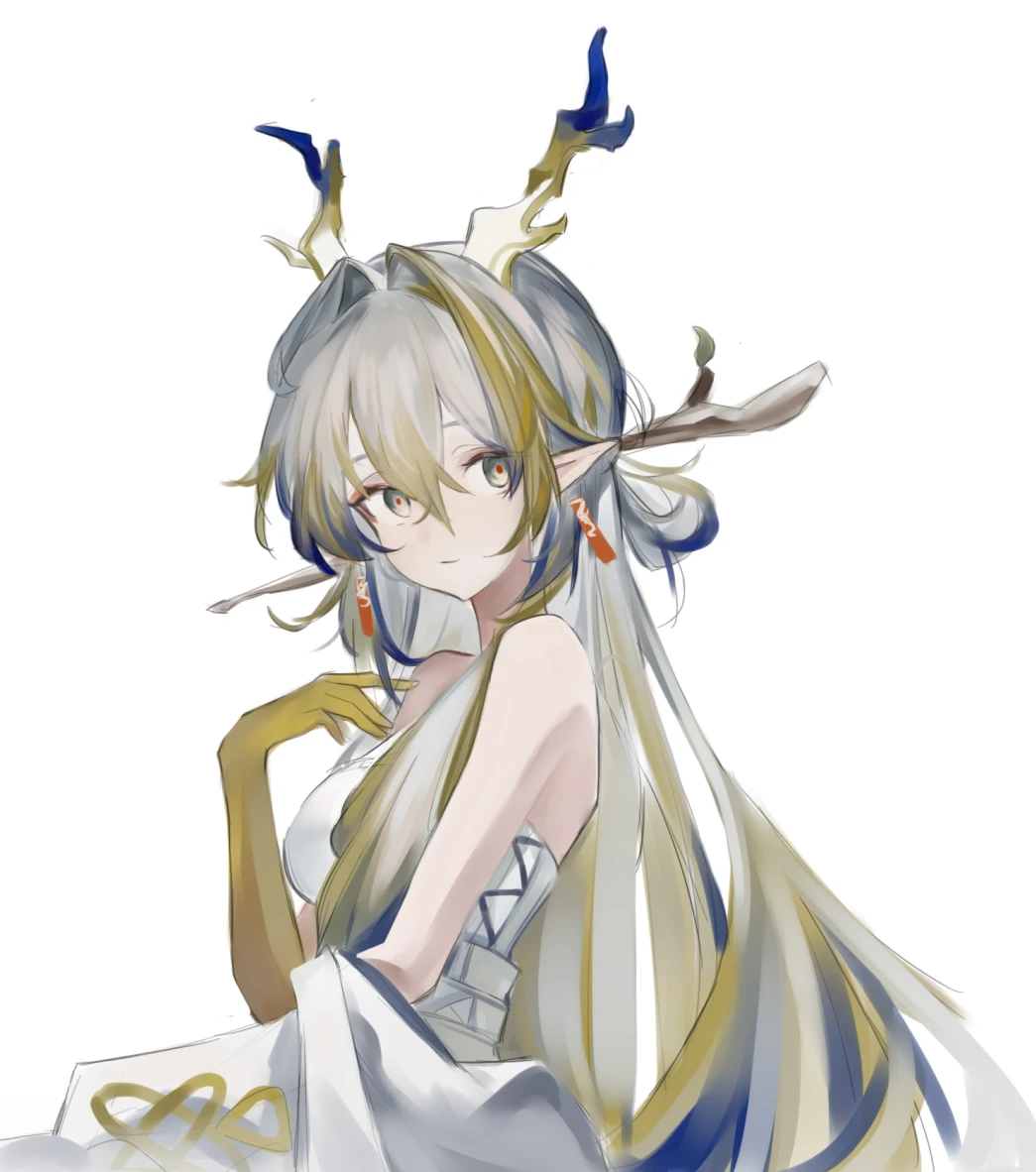 The Big ImageBoard (TBIB) - 1girl arknights bare shoulders blonde hair blue hair chinese ...