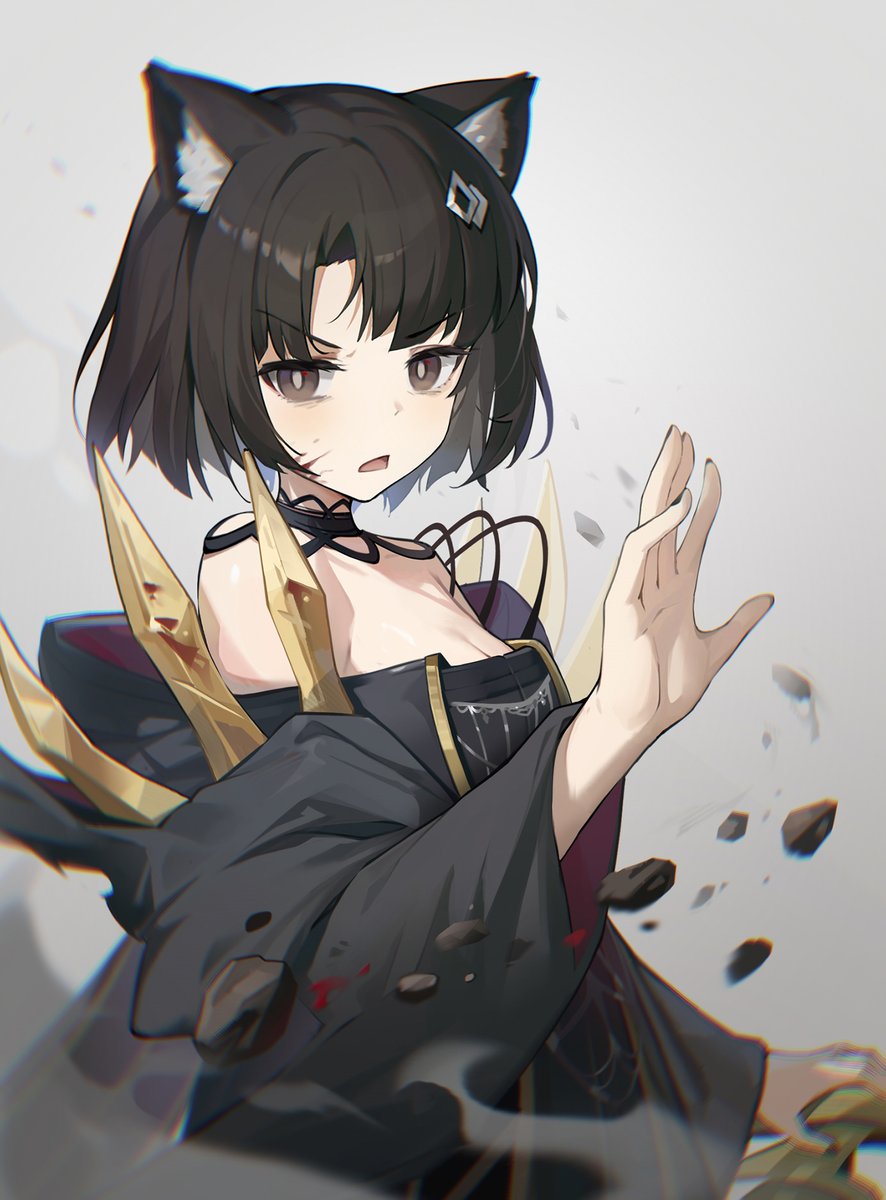 The Big ImageBoard (TBIB) - 1girl animal ears arknights bare shoulders black choker black dress ...