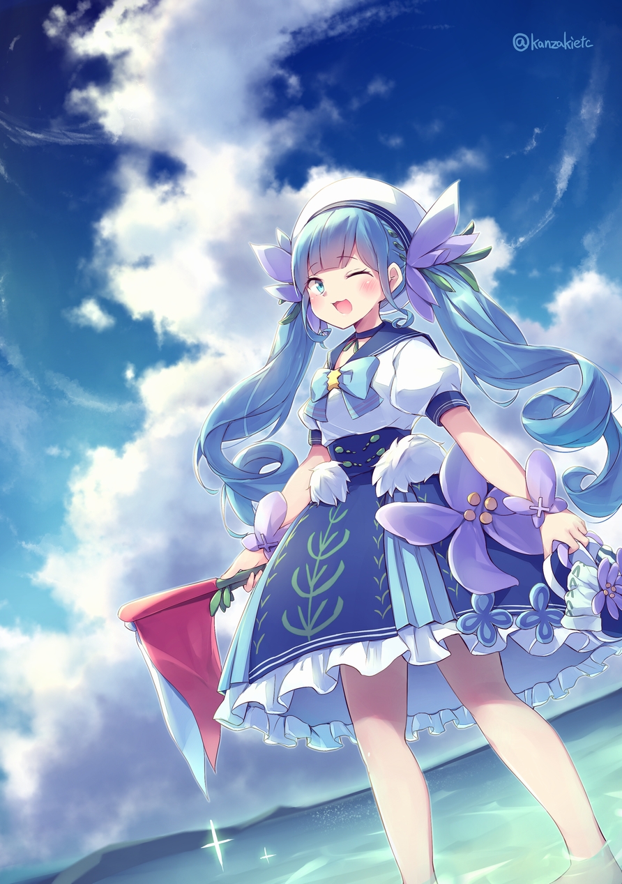 The Big ImageBoard (TBIB) - 1girl blue dress blue eyes blue hair blue ribbon cloud dress duel ...