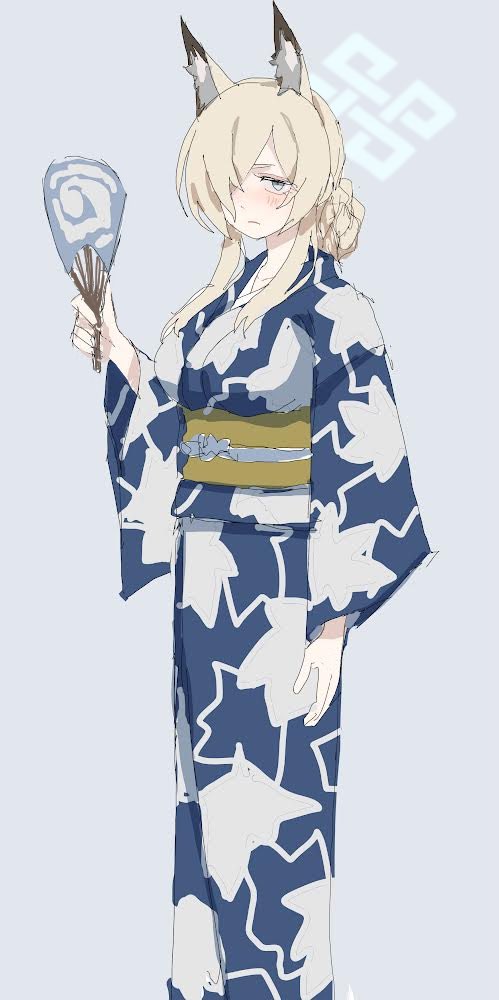 The Big ImageBoard (TBIB) - animal ear fluff animal ears blonde hair blue archive blue kimono ...