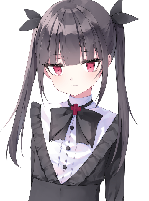 The Big ImageBoard (TBIB) - 1girl black bow black bowtie black dress black hair blunt bangs bow ...