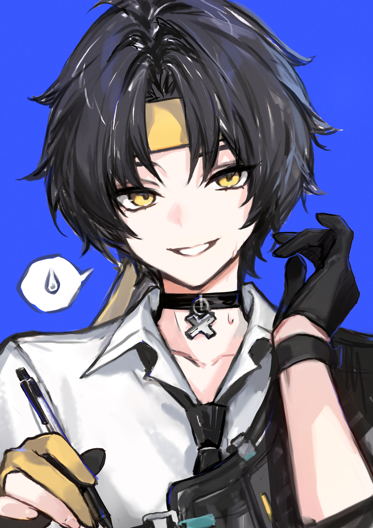 The Big ImageBoard (TBIB) - 1boy adelie cat asaba harumasa black choker black gloves black hair ...