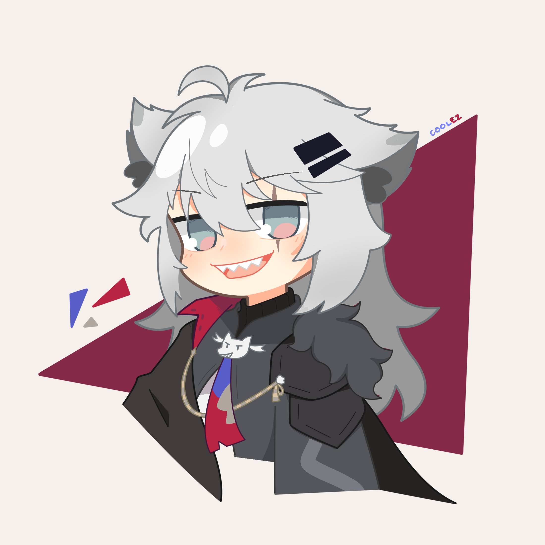 The Big ImageBoard (TBIB) - 1girl animal ears arknights artist name black jacket bolo tie chibi ...