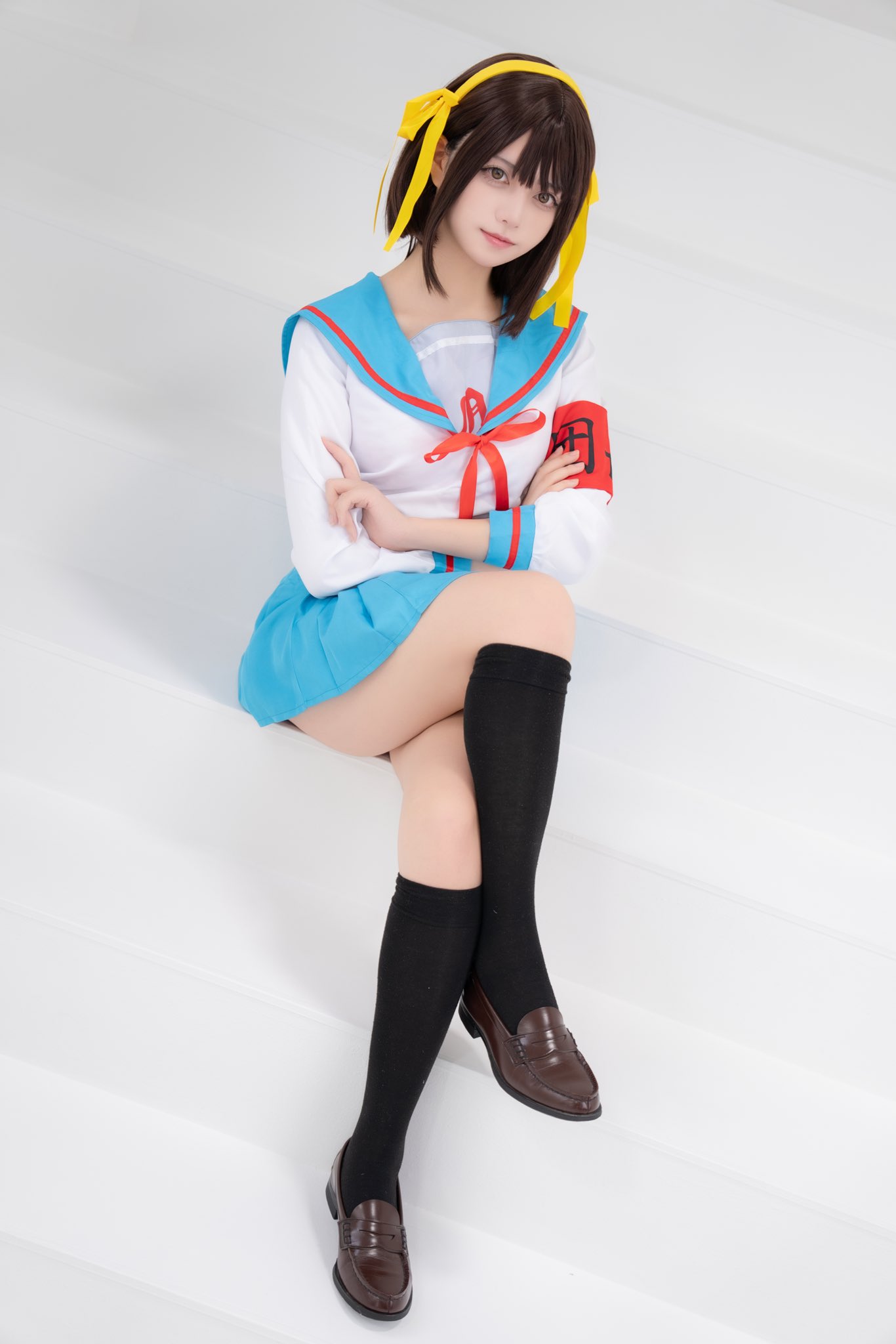 The Big ImageBoard (TBIB) - 1girl armband black hair black socks blue sailor collar blue skirt ...