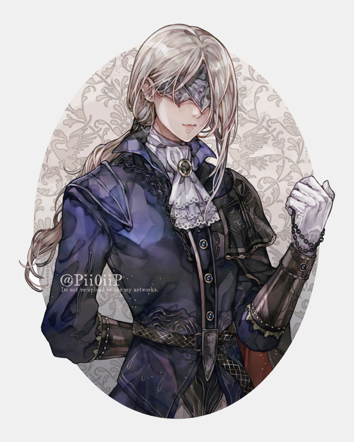 The Big ImageBoard (TBIB) - 1girl arm behind back ascot belt black belt blindfold blue jacket ...