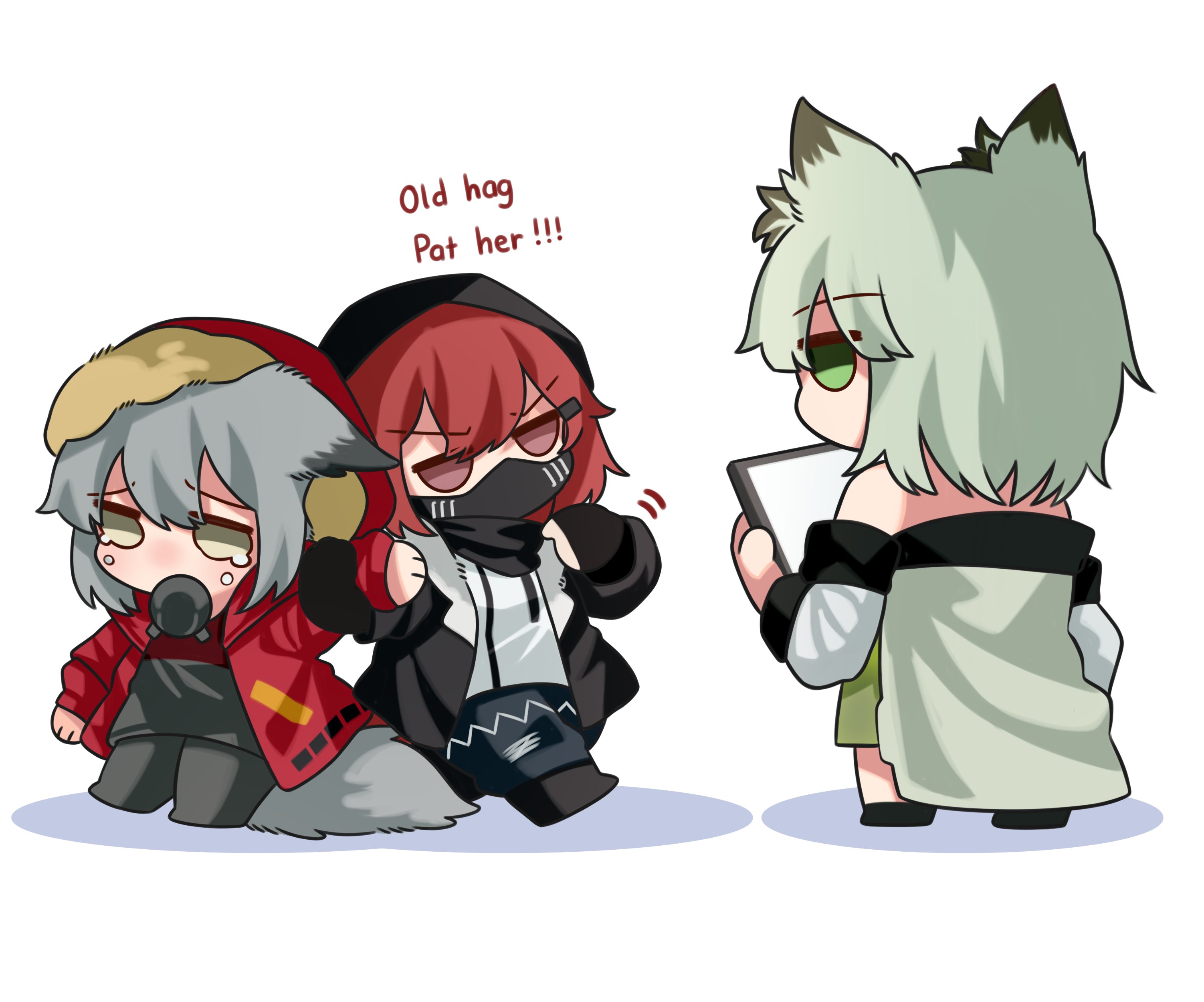 The Big ImageBoard (TBIB) - 3girls absurdres arknights bare shoulders black jacket brown eyes ...