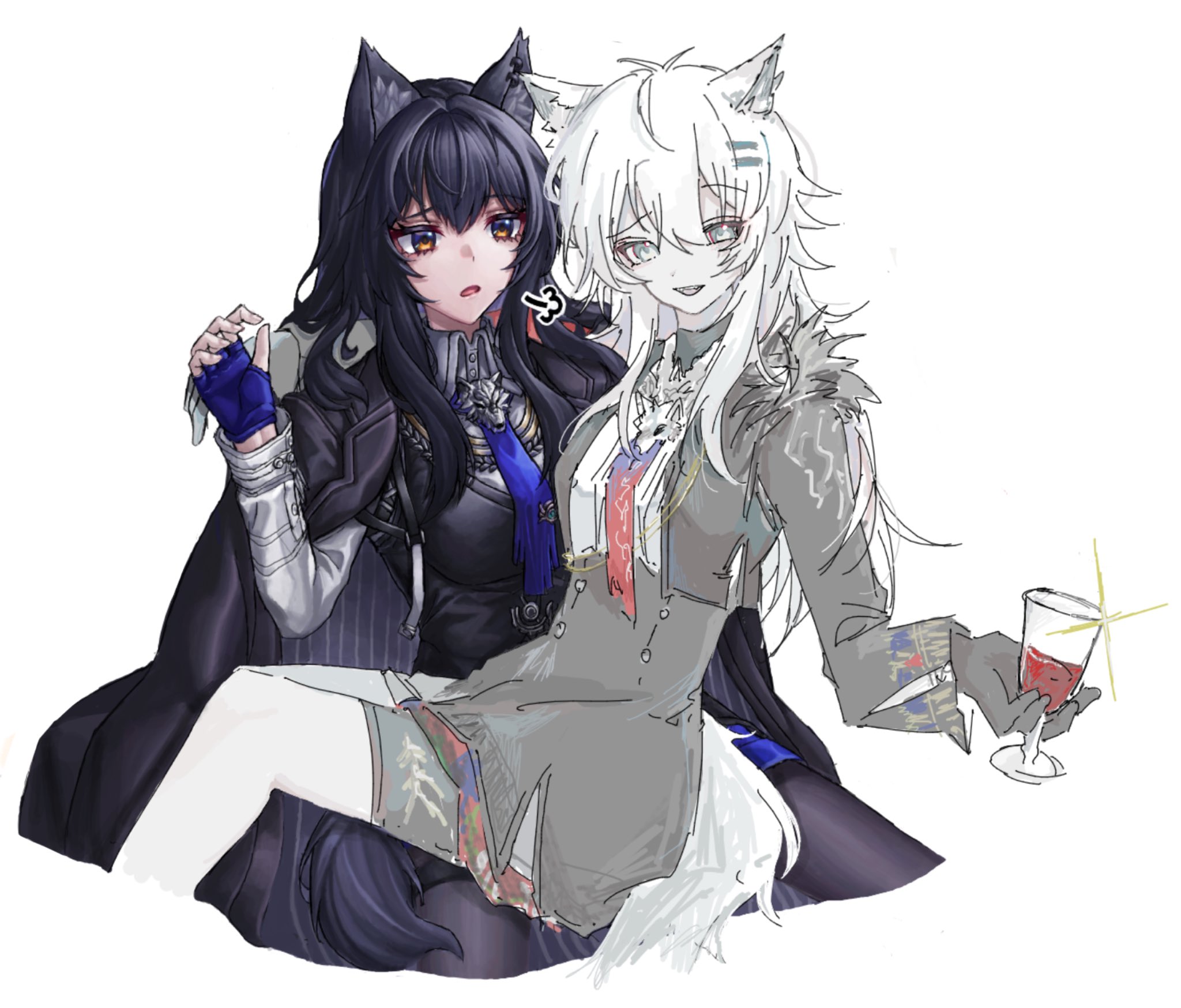 The Big ImageBoard (TBIB) - 2girls animal ear fluff animal ears arknights artist collaboration ...