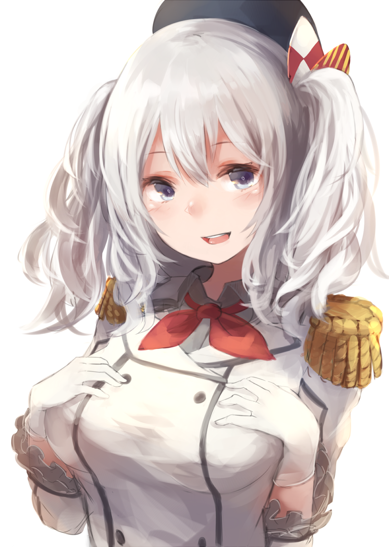 The Big Imageboard Tbib Beret Blue Eyes Blush Breasts Buttons