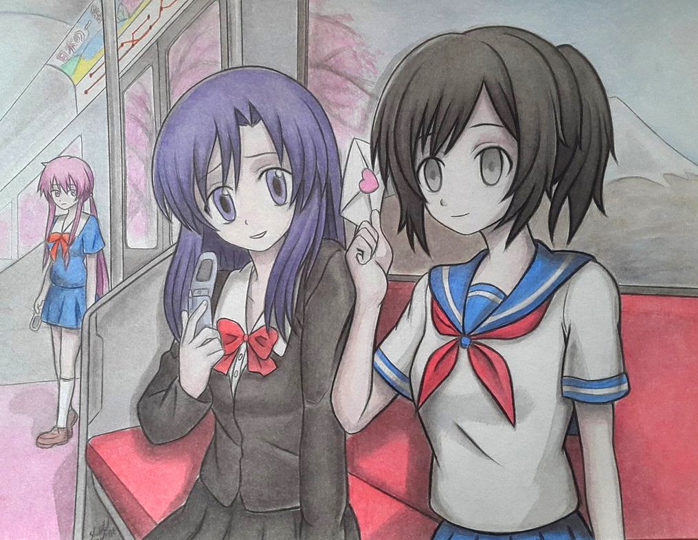 The Big ImageBoard (TBIB) - 3girls ayano aishi bad anatomy black hair cherry blossoms commentary ...