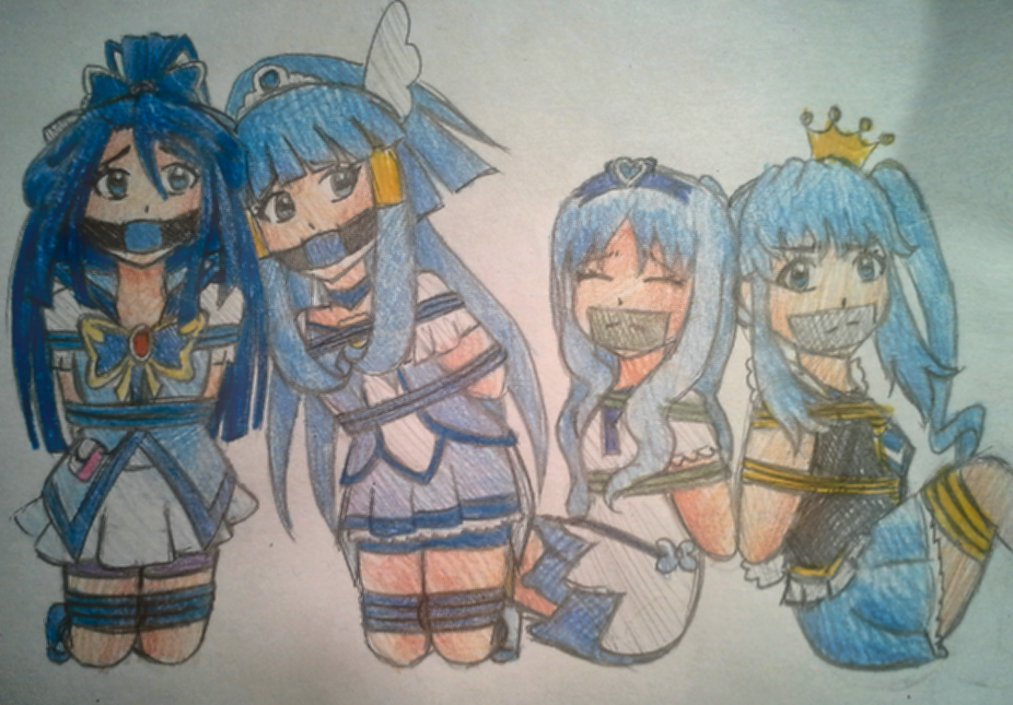 The Big ImageBoard (TBIB) - 4girls aoki reika bad deviantart id bad id ball gag bdsm blue dress ...