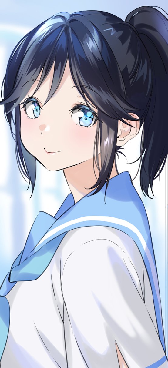 The Big ImageBoard (TBIB) - 1girl bad id bad twitter id black hair blue eyes blue neckerchief ...