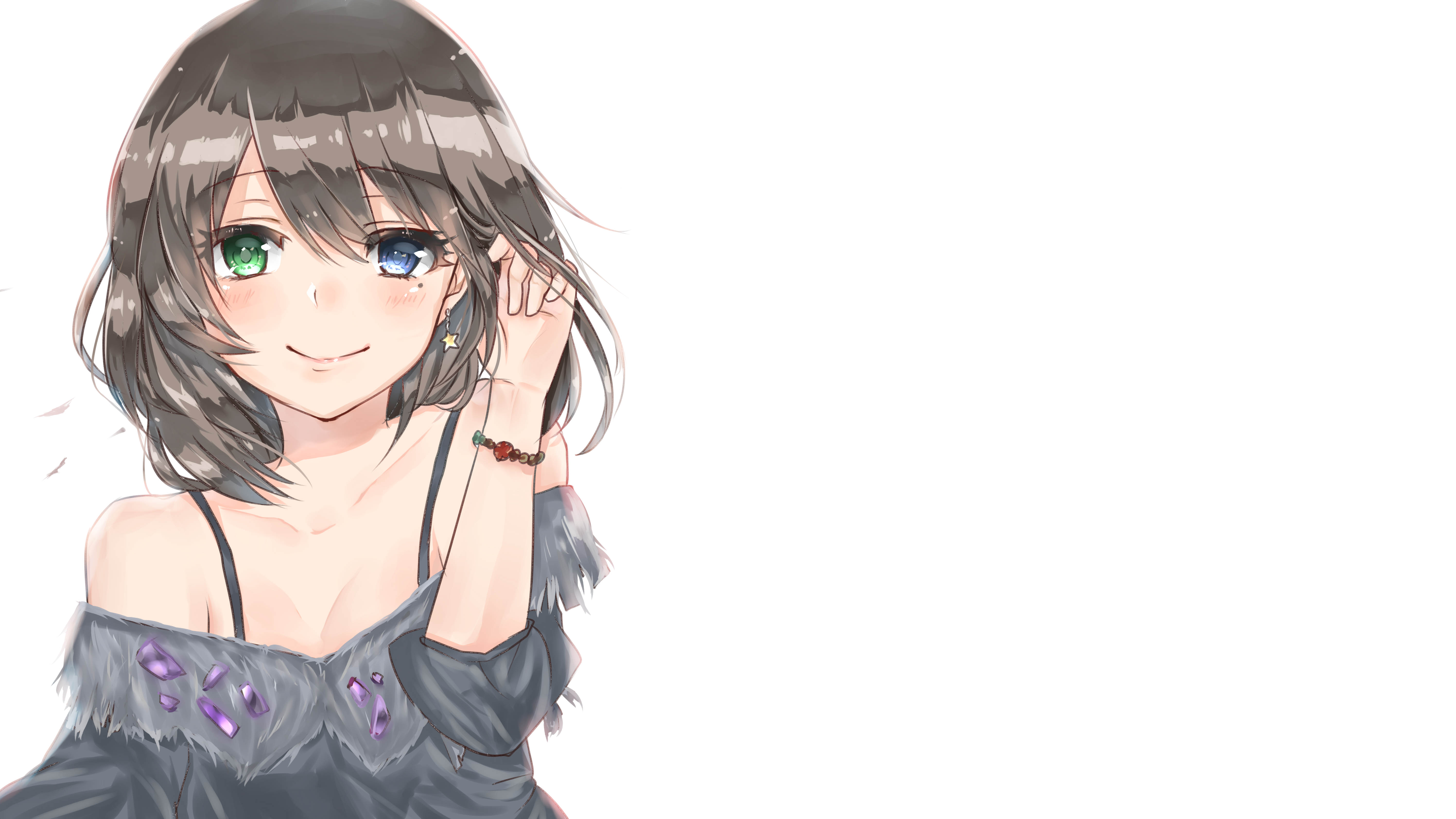 The Big Imageboard Tbib Bicolored Eyes Bra Breasts Brown Hair