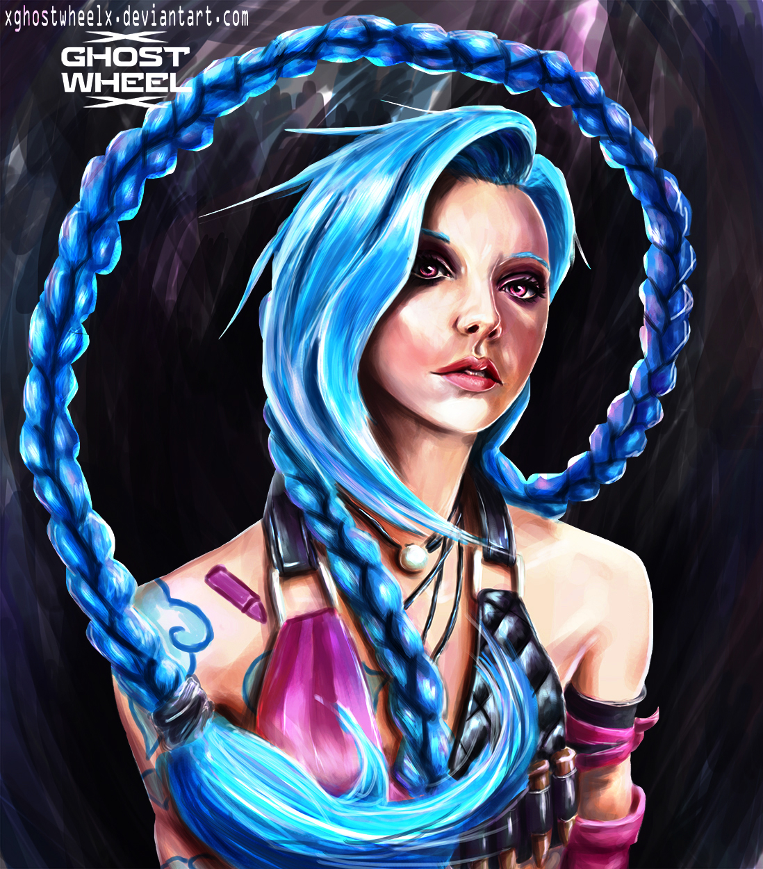 The Big Imageboard Tbib Blue Hair Braid Jinx League Of Legends League Of Legends Lipstick