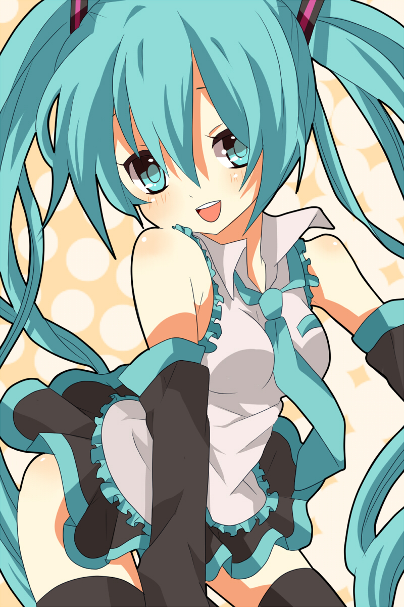 The Big ImageBoard (TBIB) - 1girl aqua eyes aqua hair bare shoulders commentary request hatsune ...