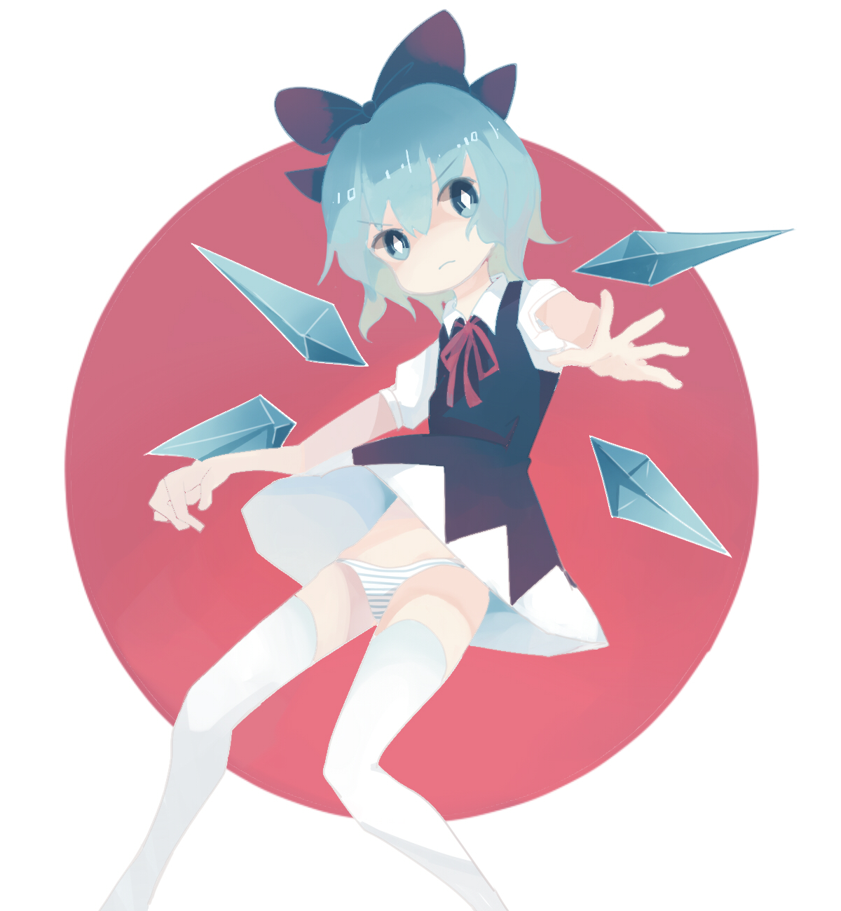 The Big Imageboard Tbib 1girl Blue Eyes Blue Hair Bow Cirno Dress